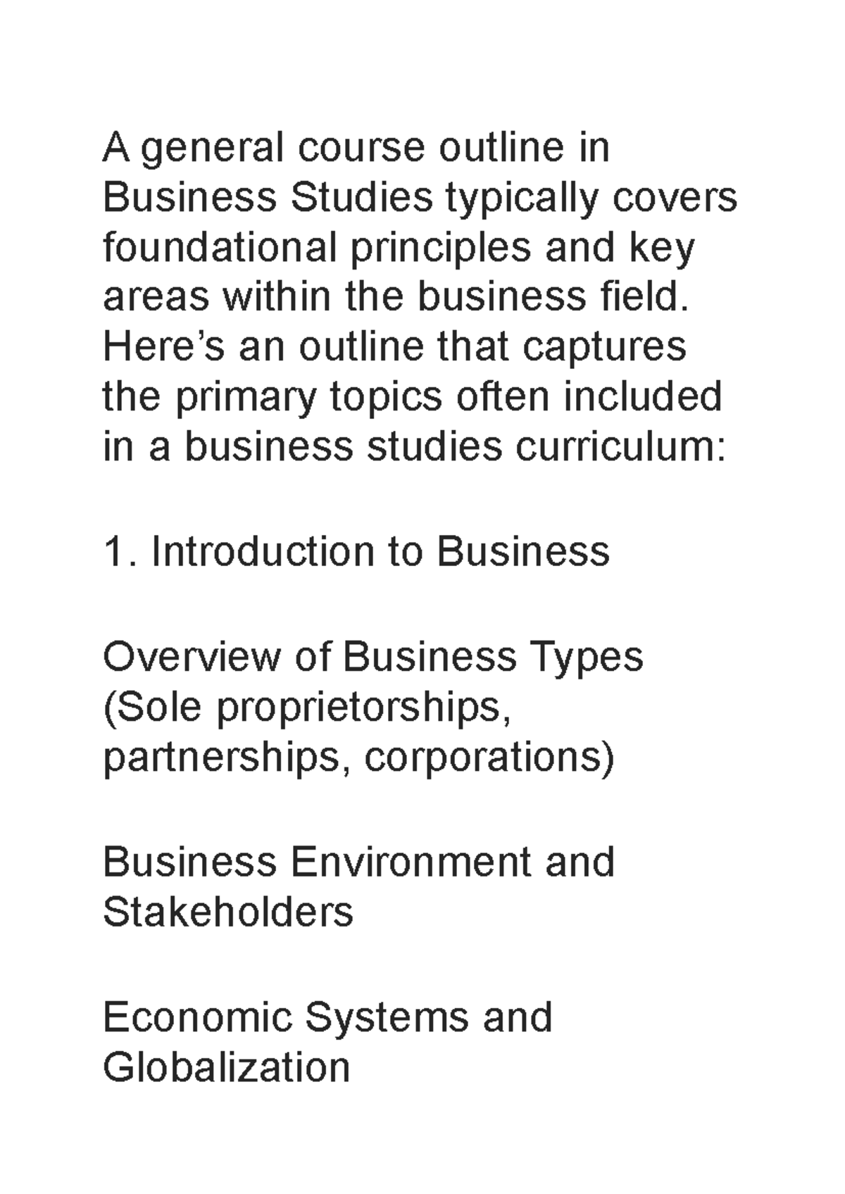 Business Studies 241114 121439 - A general course outline in Business ...