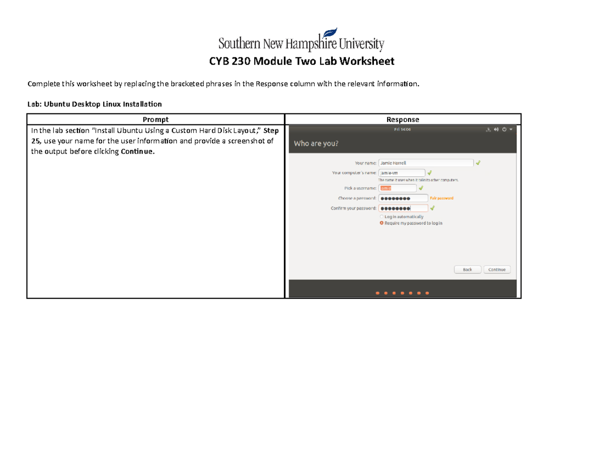 CYB 230 Module Two Lab Worksheet - CYB 230 Module Two Lab Worksheet ...
