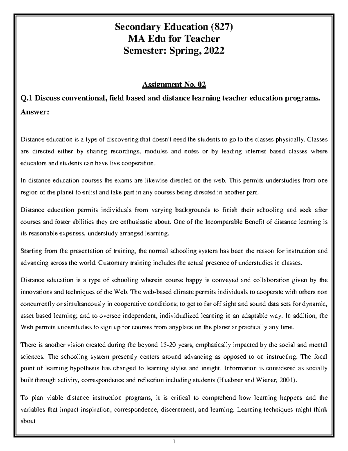 827-2 secondary - Secondary Education (827) MA Edu for Teacher Semester ...