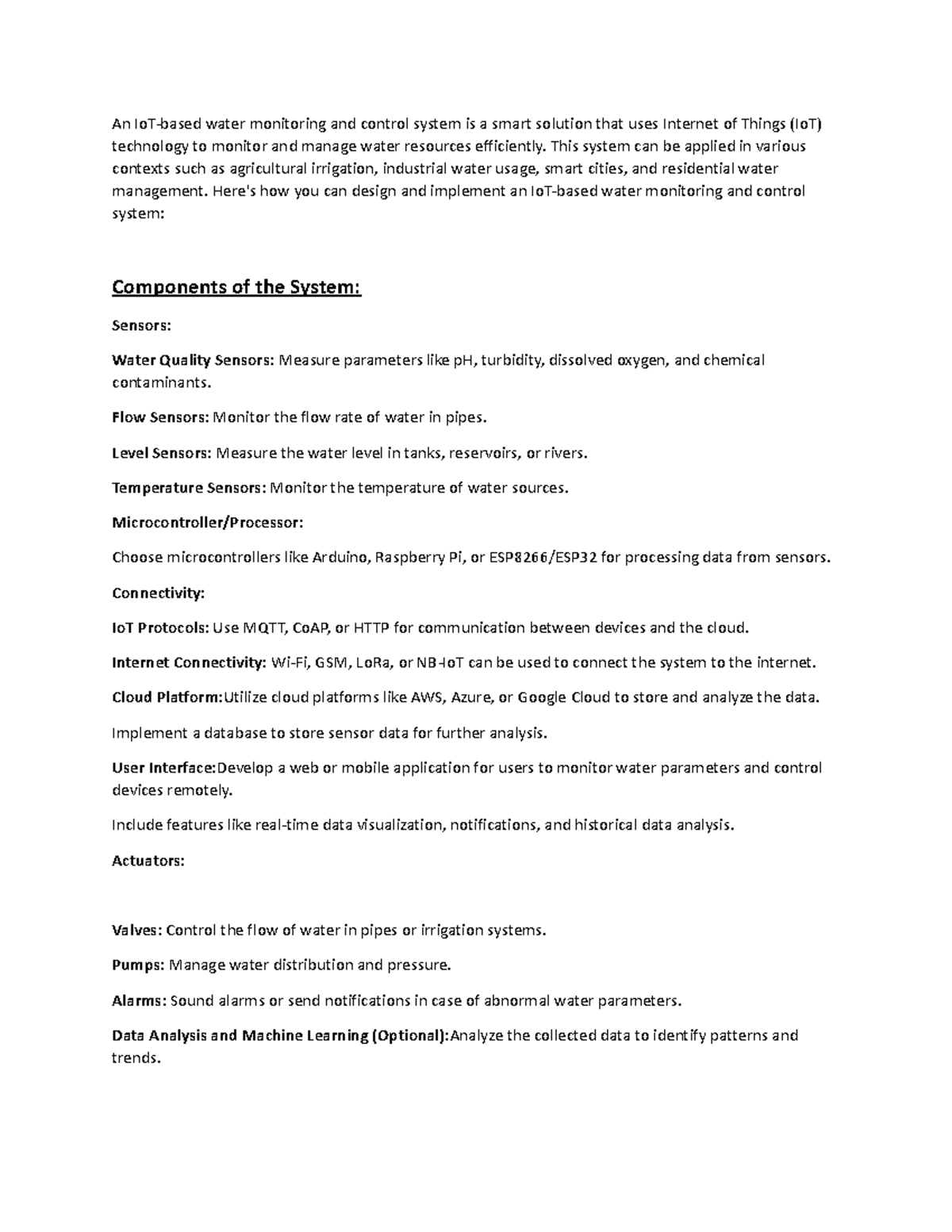 An IoT BASED SYSTEM - An IoT-based water monitoring and control system ...