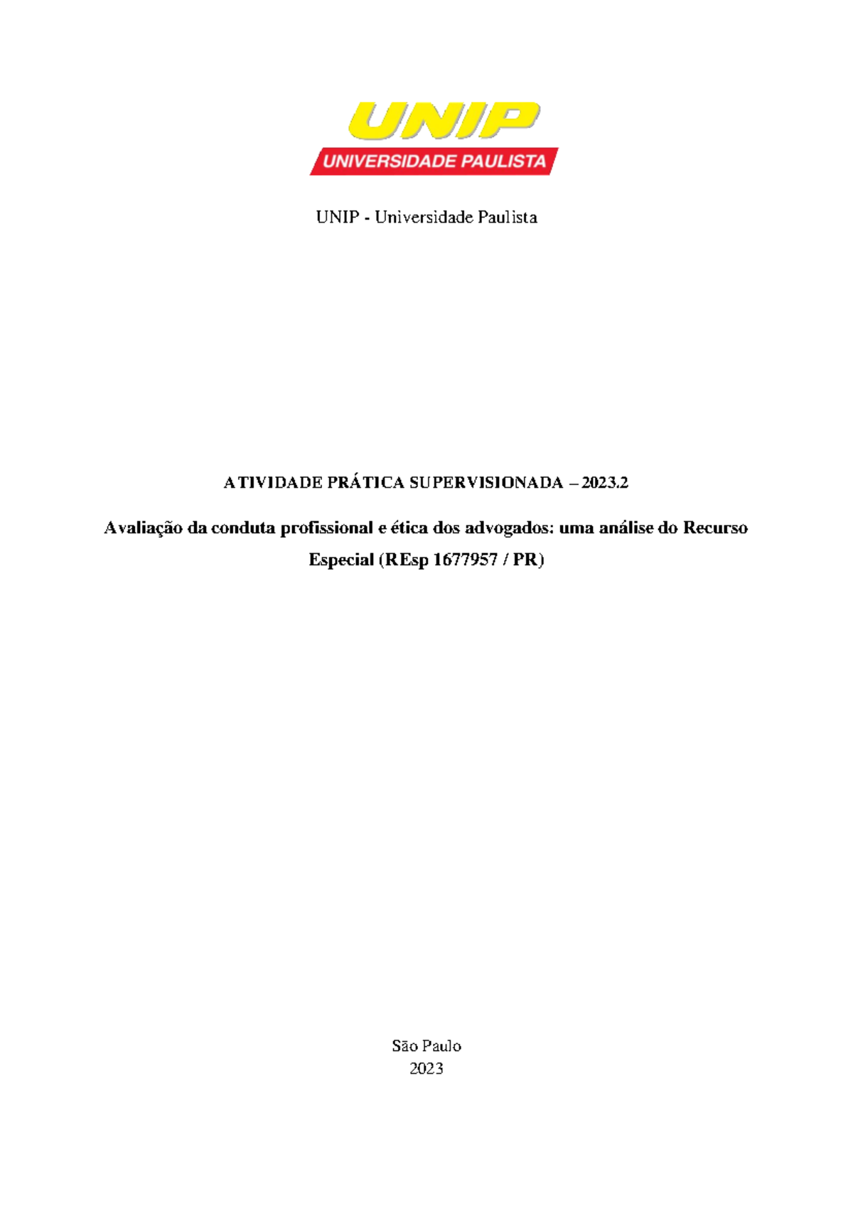 APS 2023 - Direito civil - UNIP - Universidade Paulista ATIVIDADE ...