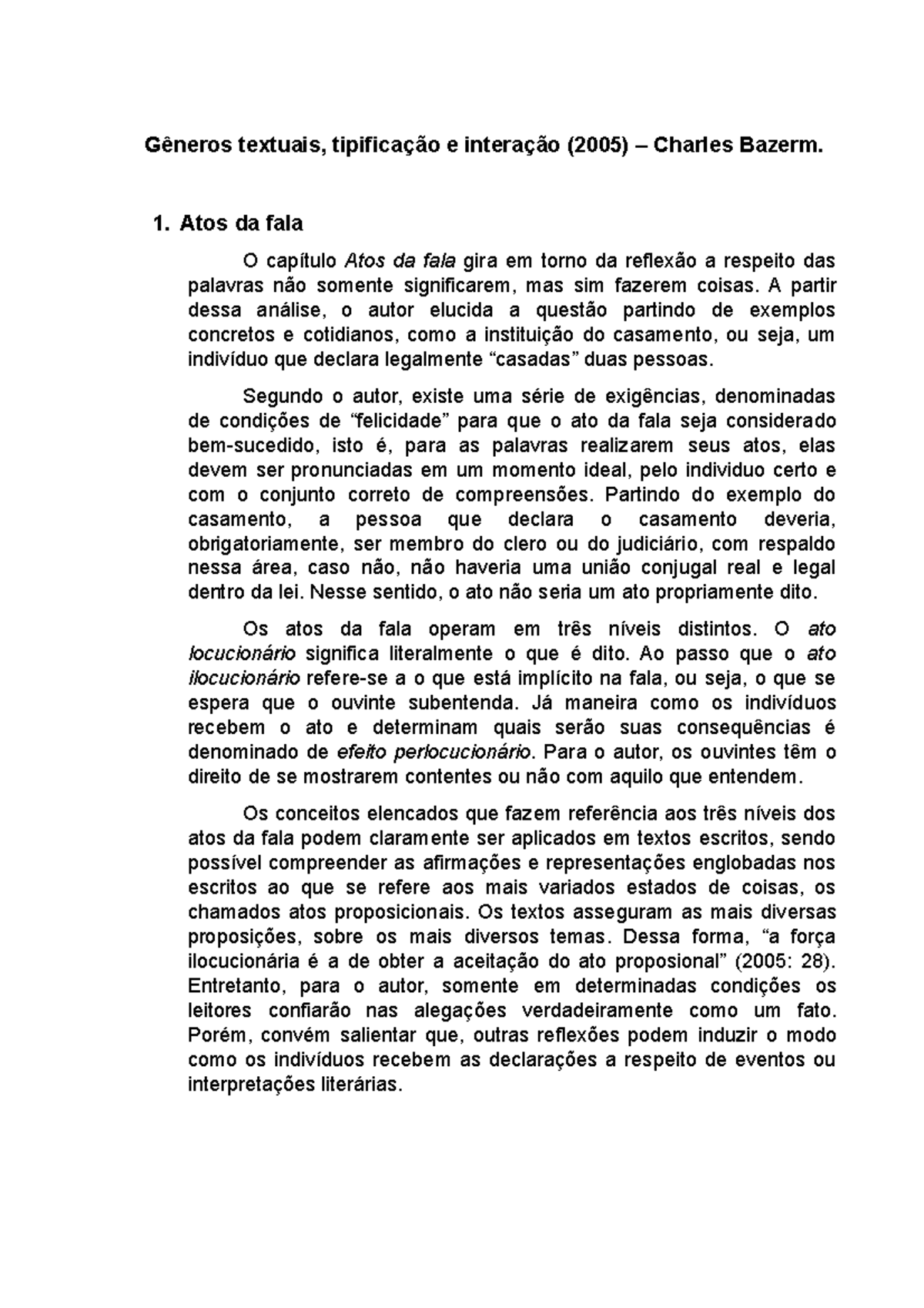 Resumos - linguística textual - Gêneros textuais, tipificação e ...