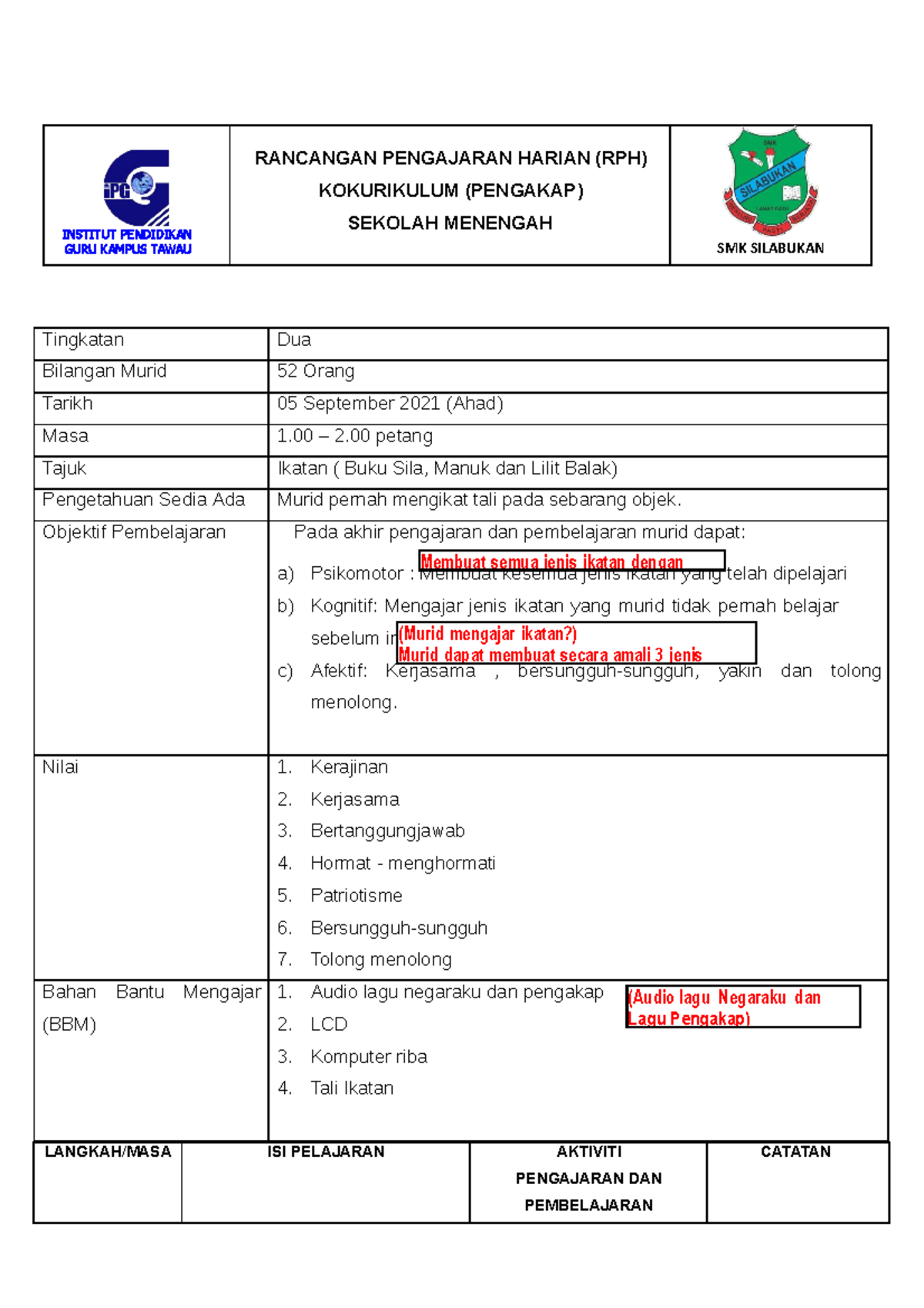 RPH Kokum M2 ( Pengakap- Ikatan) - INSTITUT PENDIDIKAN GURU KAMPUS ...
