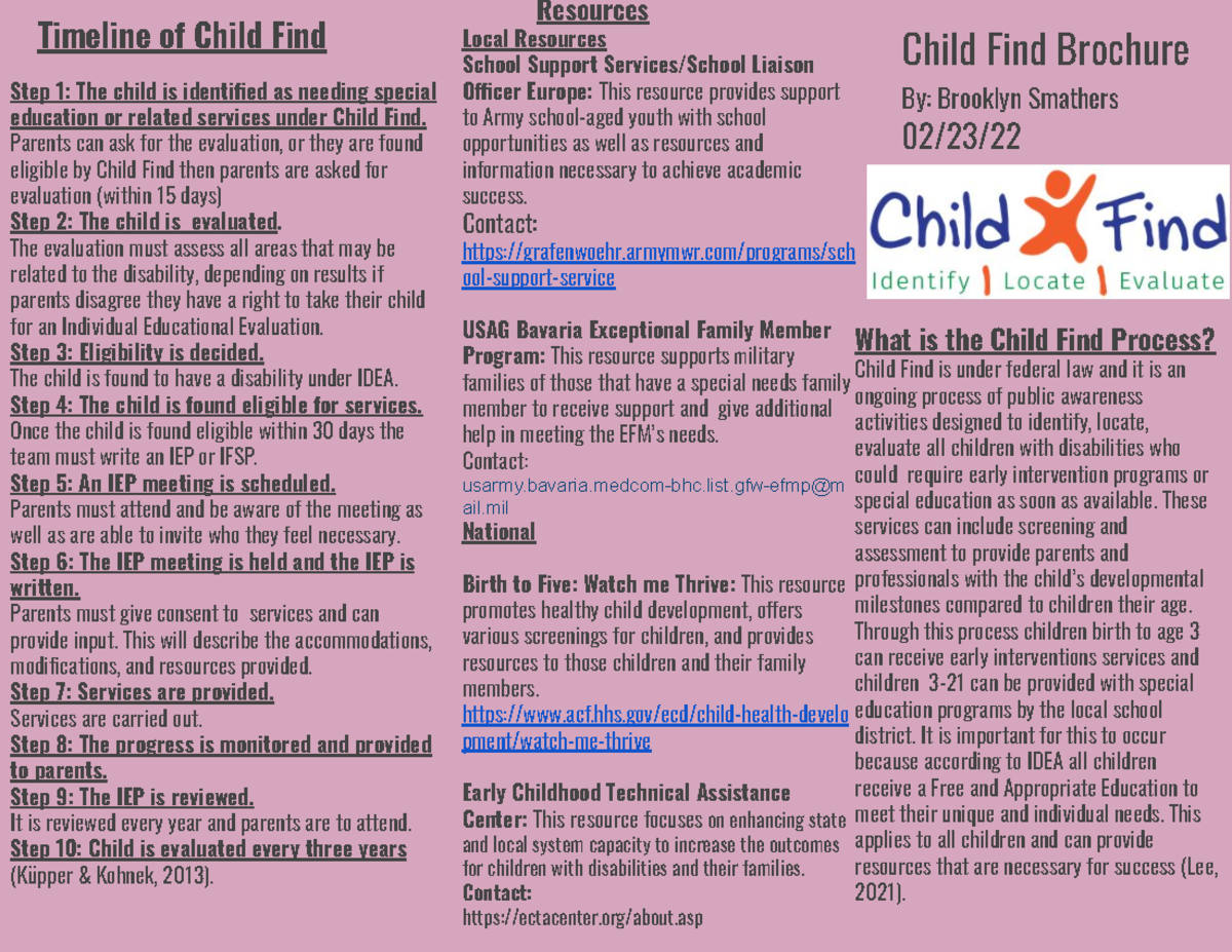 Child Find Brouchue-5 - Child Find Brochure By: Brooklyn Smathers 02/23 ...