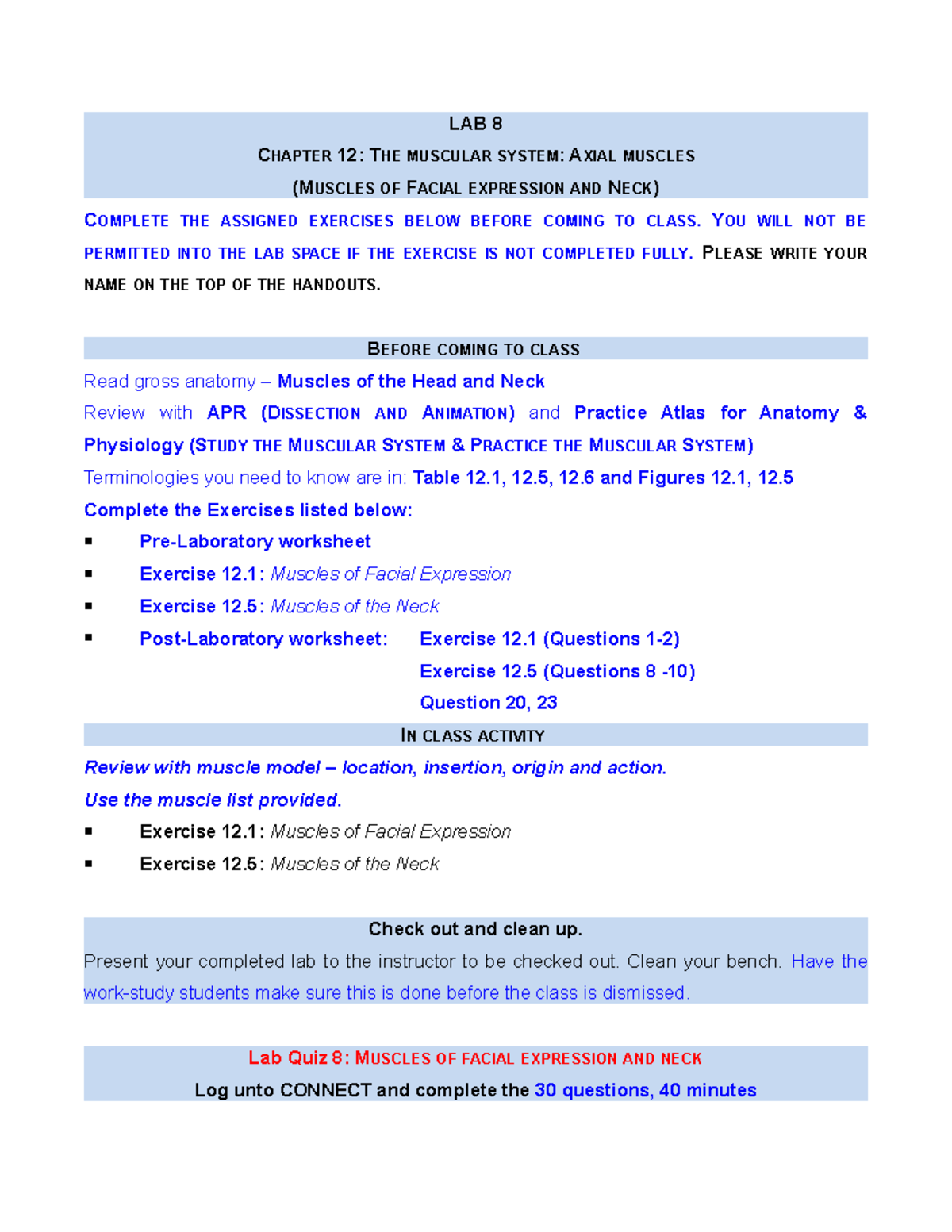 Chapter 12 Axial Muscle Facial expression Neck - LAB 8 CHAPTER 12: THE ...