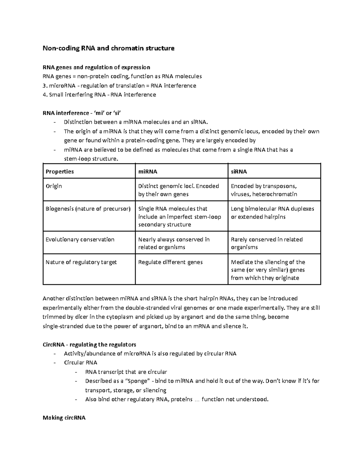 BIOL241 MM Module 11 - Melanie's content :) - Non-coding RNA and chromatin structure RNA genes ...
