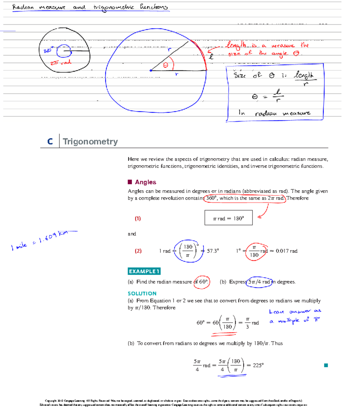 MAM115 Lecture 11 Radian measure and Trig Functions - Appendix C ...