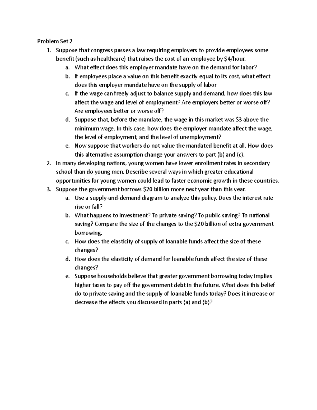 Problem Set 2 Bilge Erten Recitation For Econ 1115 Problem Set 2 1 Suppose That Congress 7626
