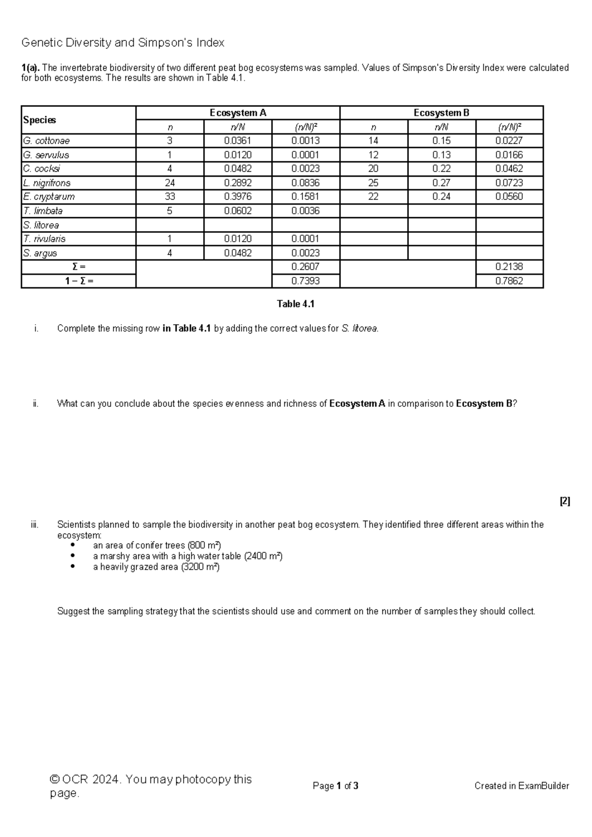 Aya Mohsin - Genetic diversity and Simpsons index - Genetic Diversity ...