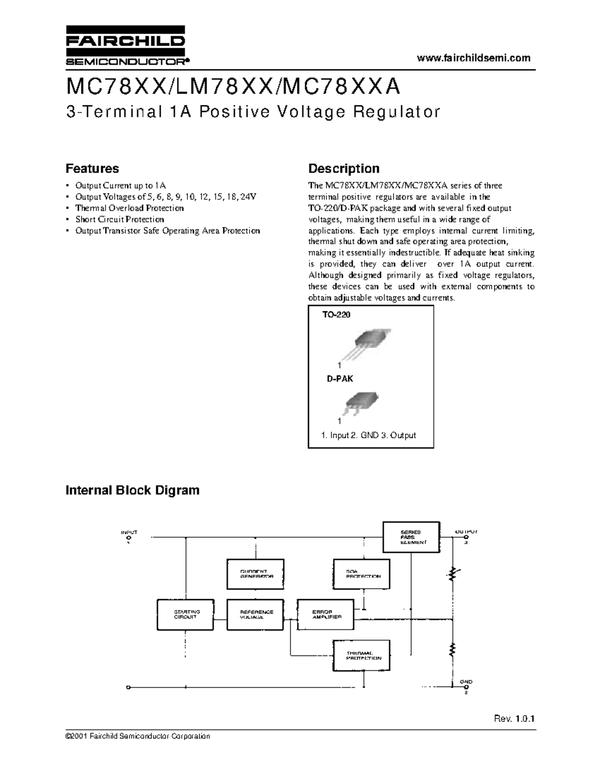 MC7812CT-Fairchild - electronics components - ©2001 Fairchild ...