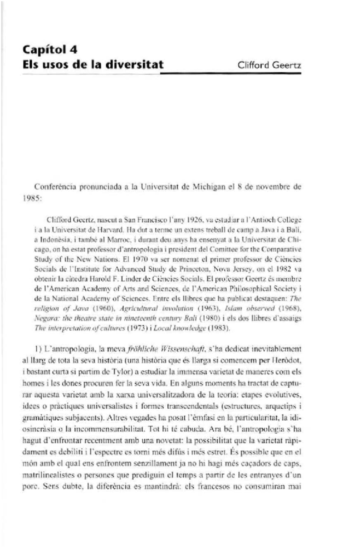 Geertz, C. Els usos de la diversitat - Capítol 4 Els usos de la ...
