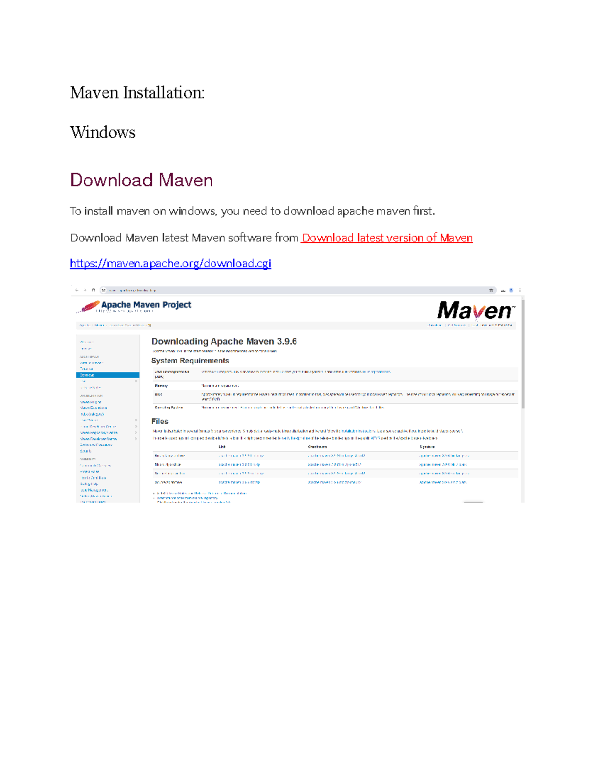 Maven example - Good - Maven Installation: Windows Download Maven To install maven on windows ...