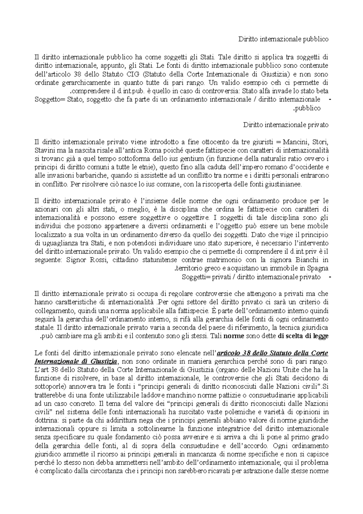Internazionale privato - Diritto internazionale pubblico Il diritto ...