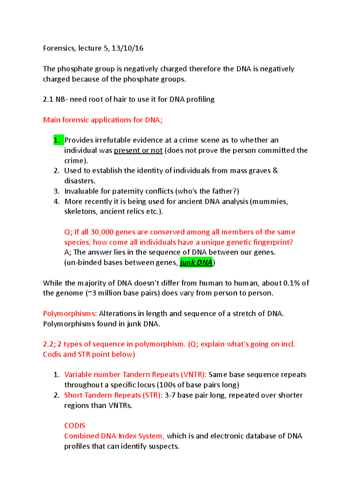 Forensics lecture 5 - Maire Begley - Forensics, lecture 5, The ...