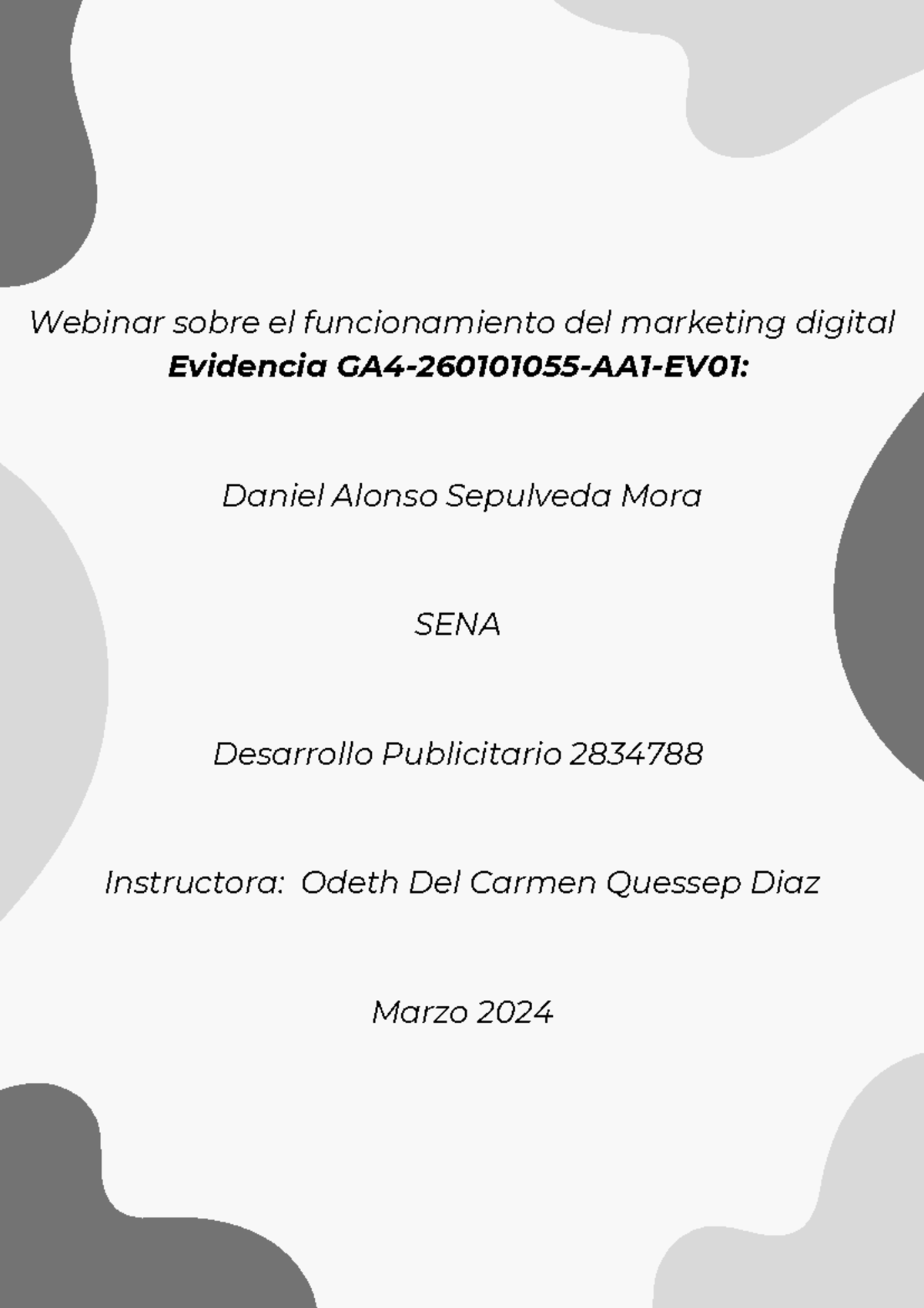 Documento A4 Portada Carátula Informe de Proyecto Doodle Orgánico ...