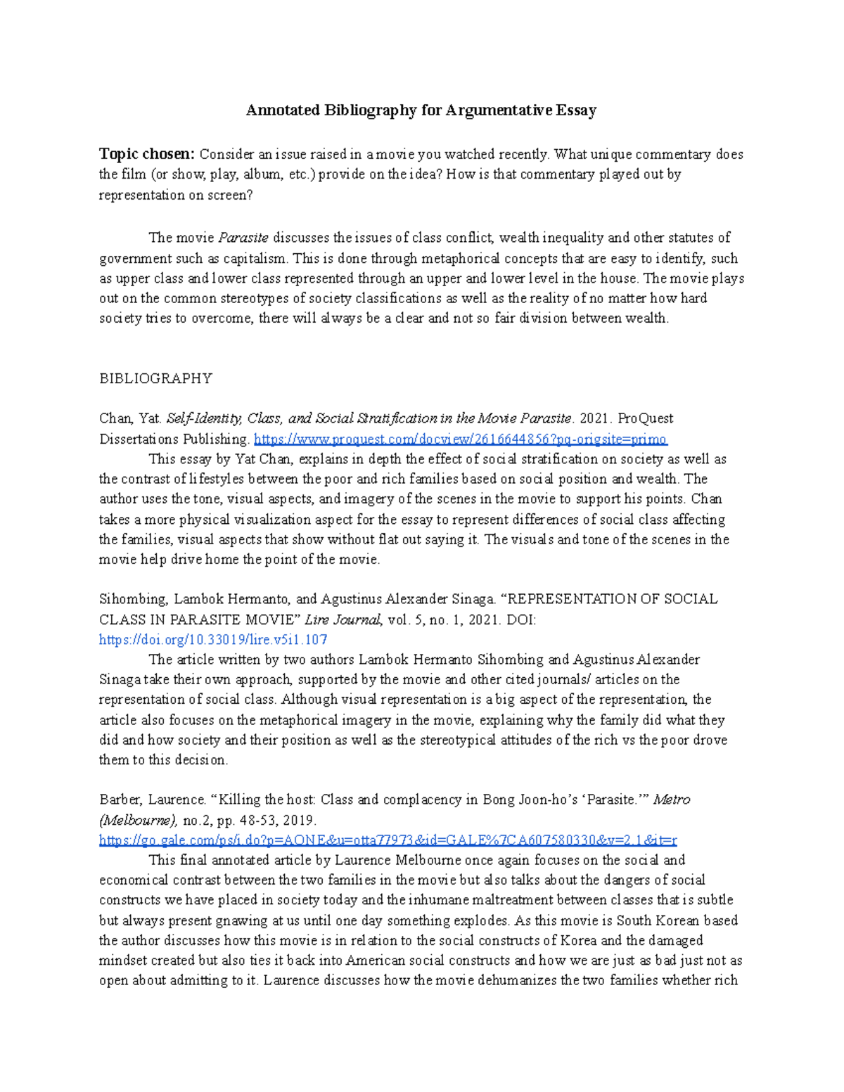 Annotated Bibliography Sam - Annotated Bibliography for Argumentative ...