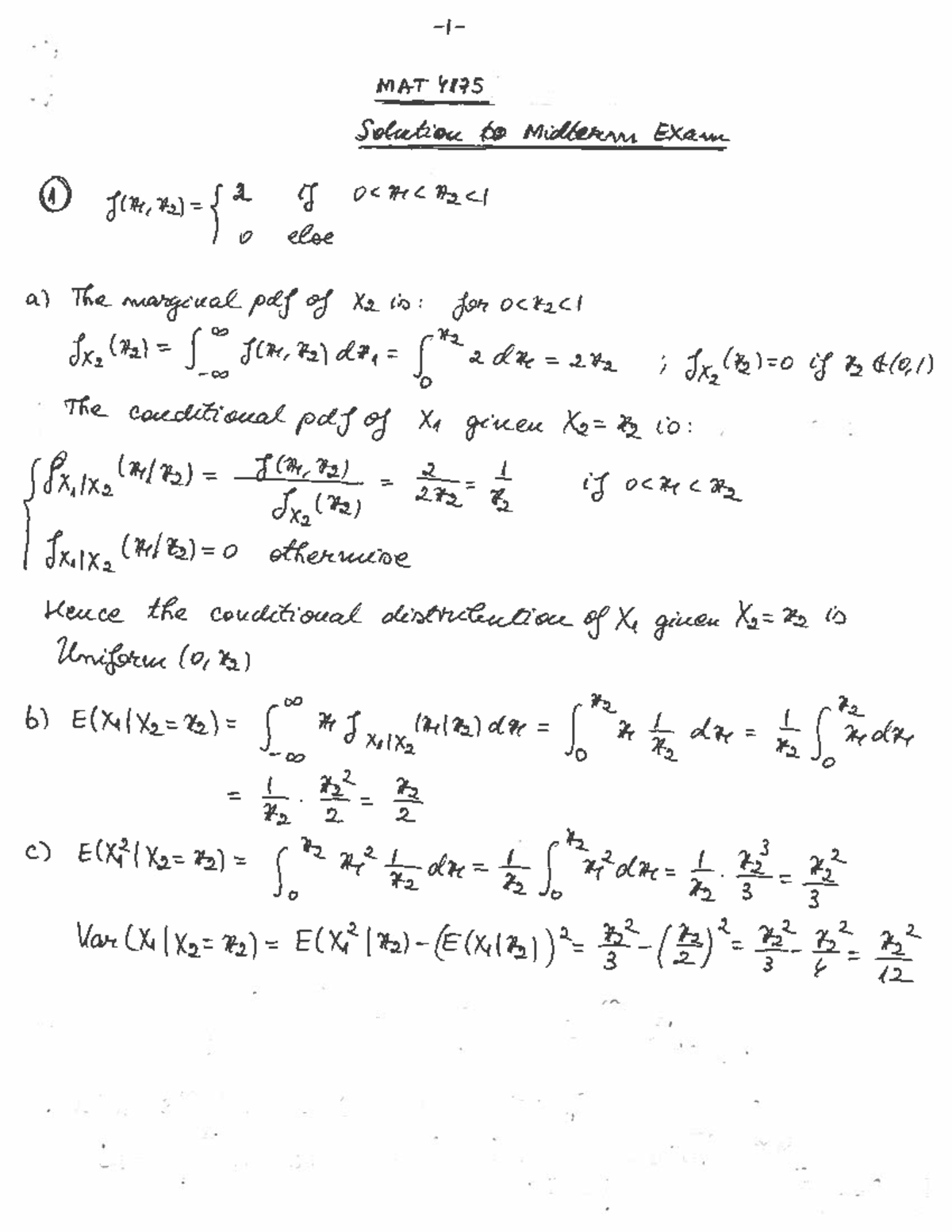 MAT4175-midterm 22-solutions - MAT4175 - Studocu