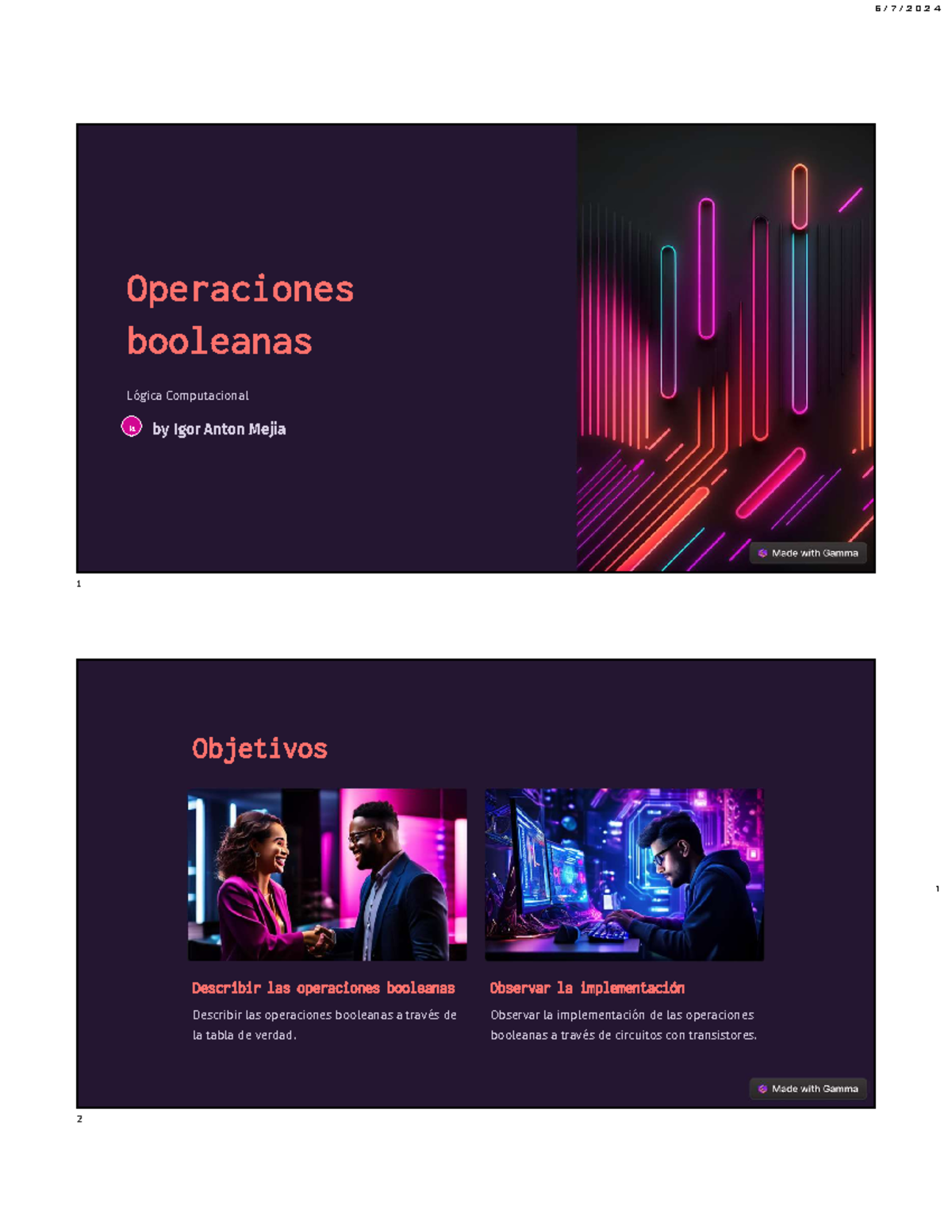 Tema 2 - Operaciones Booleanas - 1 Operaciones booleanas Lógica ...