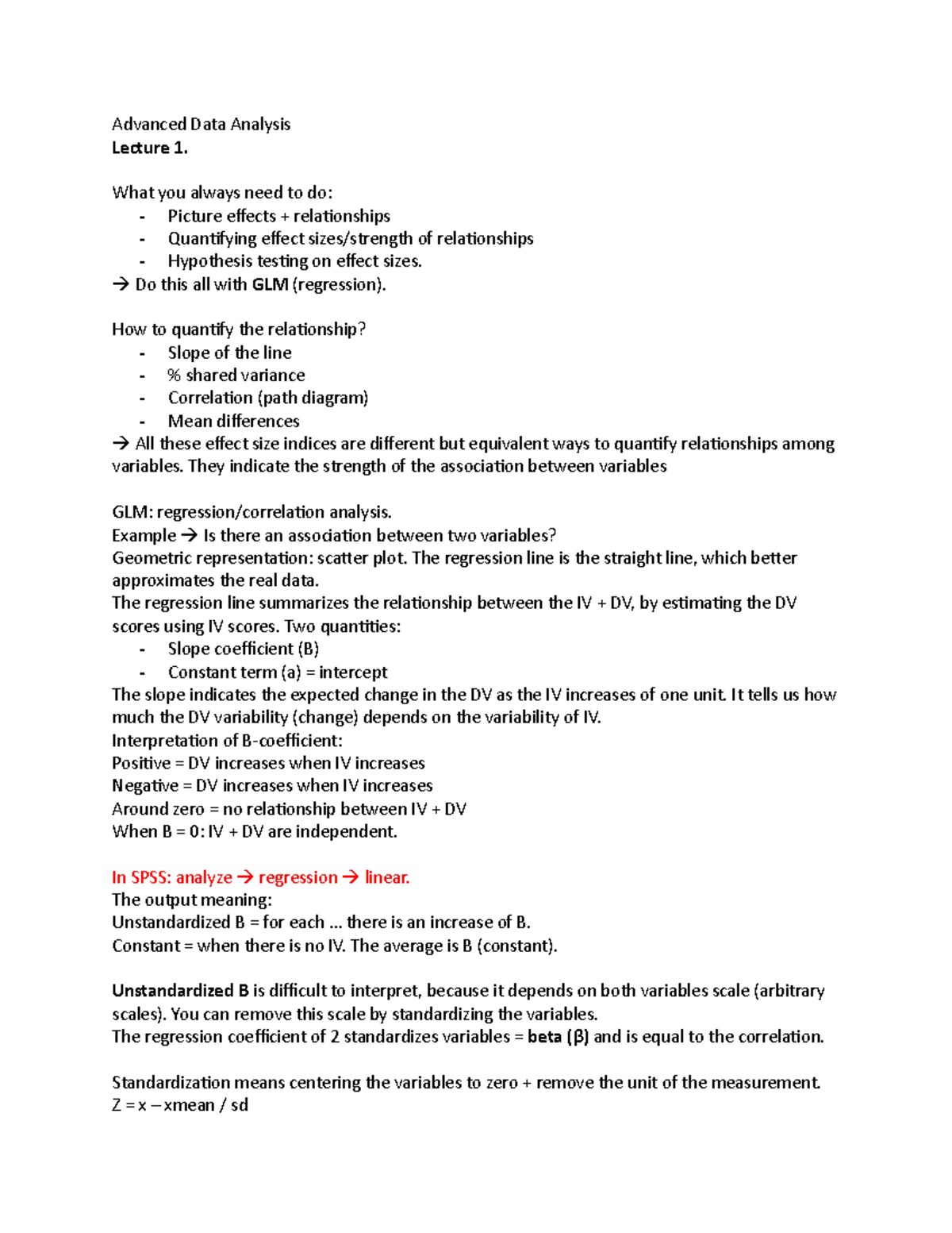 Samenvatting Advanced Data Analysis - Advanced Data Analysis Lecture 1 ...