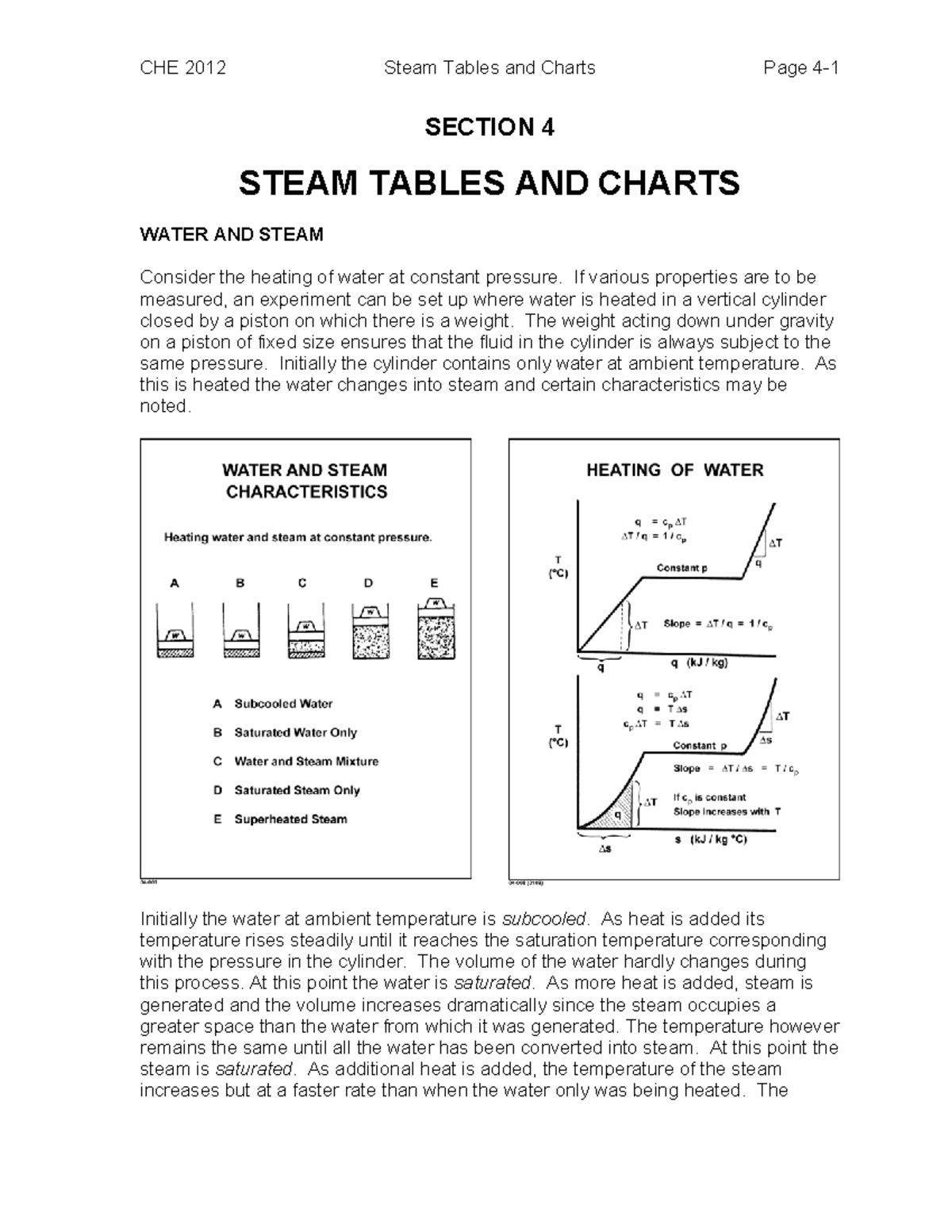 Thermodynamics - Steam Tables and Charts - CHE 2012 Steam Tables and ...