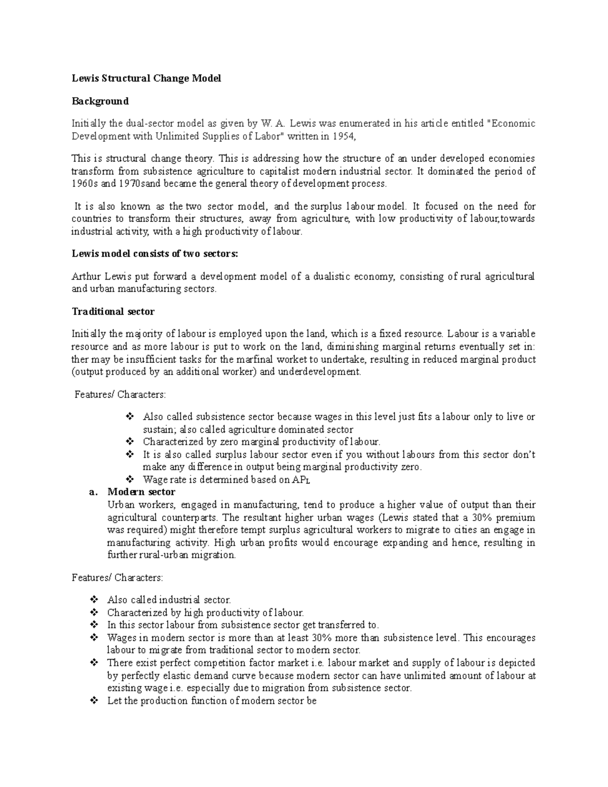 Lewis Model - swegwergerg - Lewis Structural Change Model Background ...