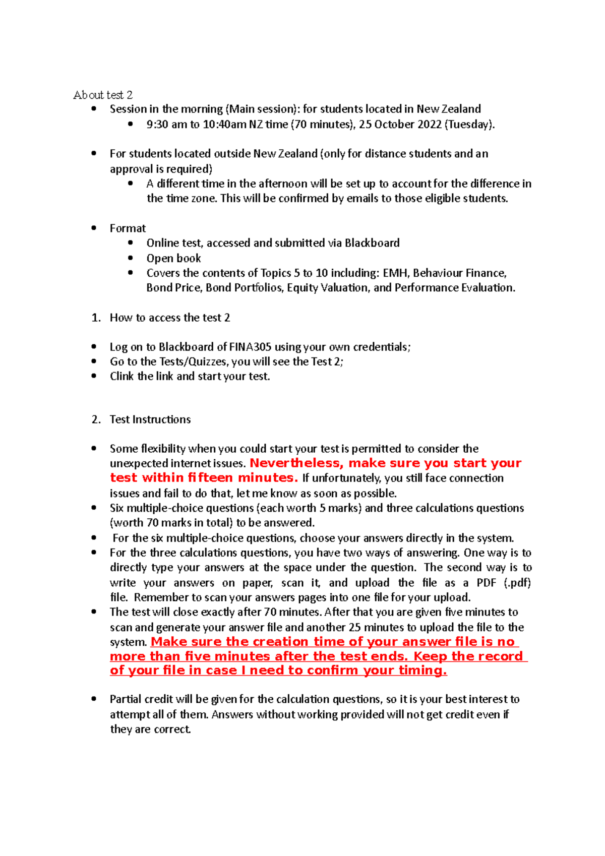 About test 2 - For students located outside New Zealand (only for ...