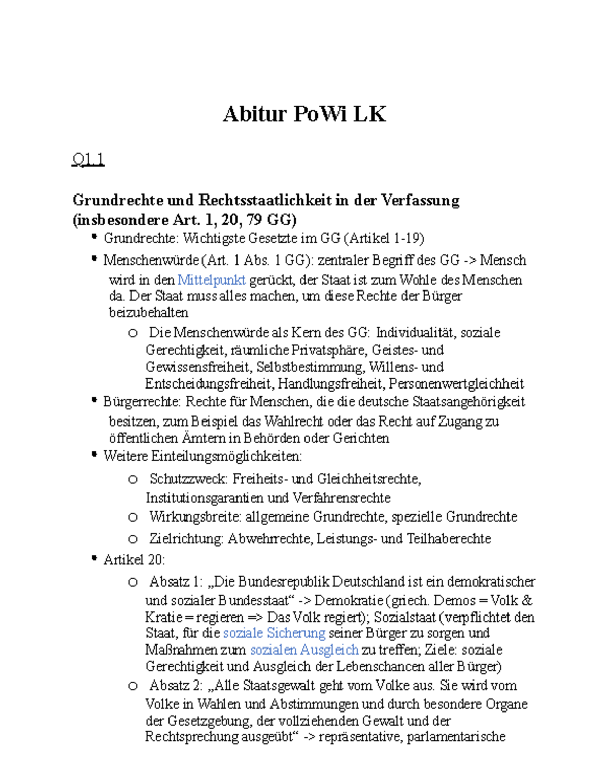 Abitur Powi LK Q1 2 - Abitur PoWi LK Q1. Grundrechte und ...