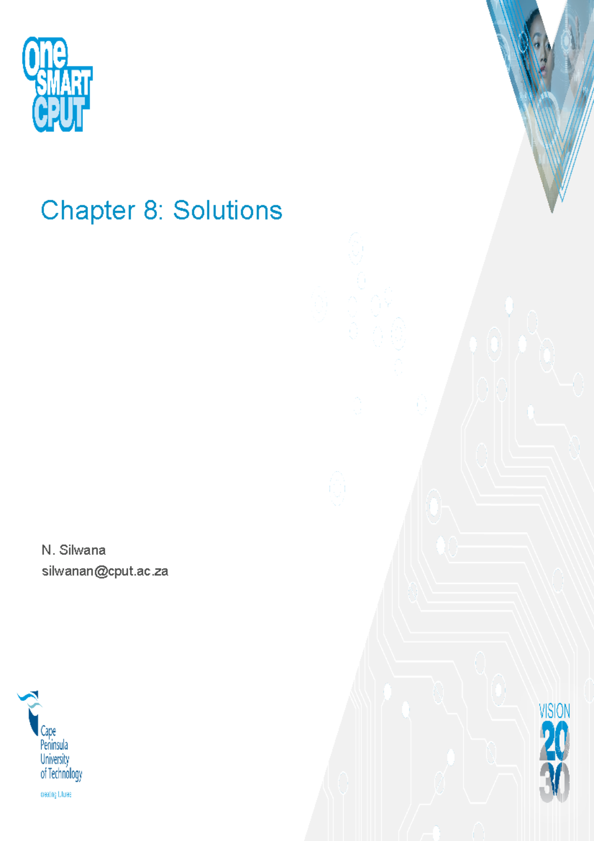 Chapter 8 Solutions - Chapter 8: Solutions N. Silwana silwanan@cput.ac ...