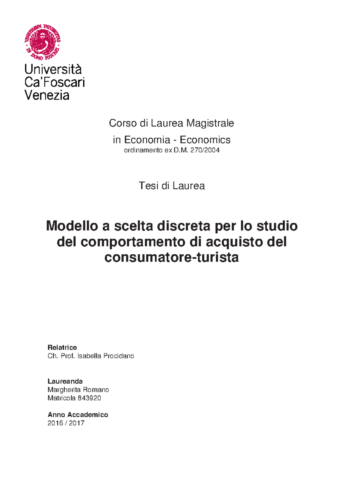 Httpdspace.unive - Tesi - Corso di Laurea Magistrale in Economia ...