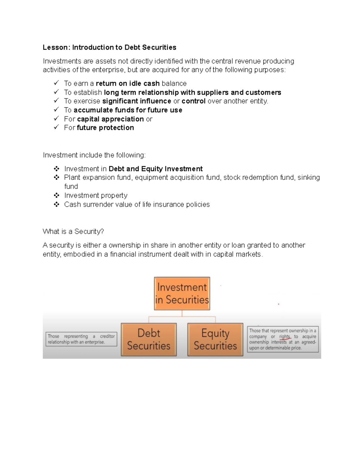 Introduction to Debt Securities FVPL, Fvoci, Amor [ Finals] self notes ...