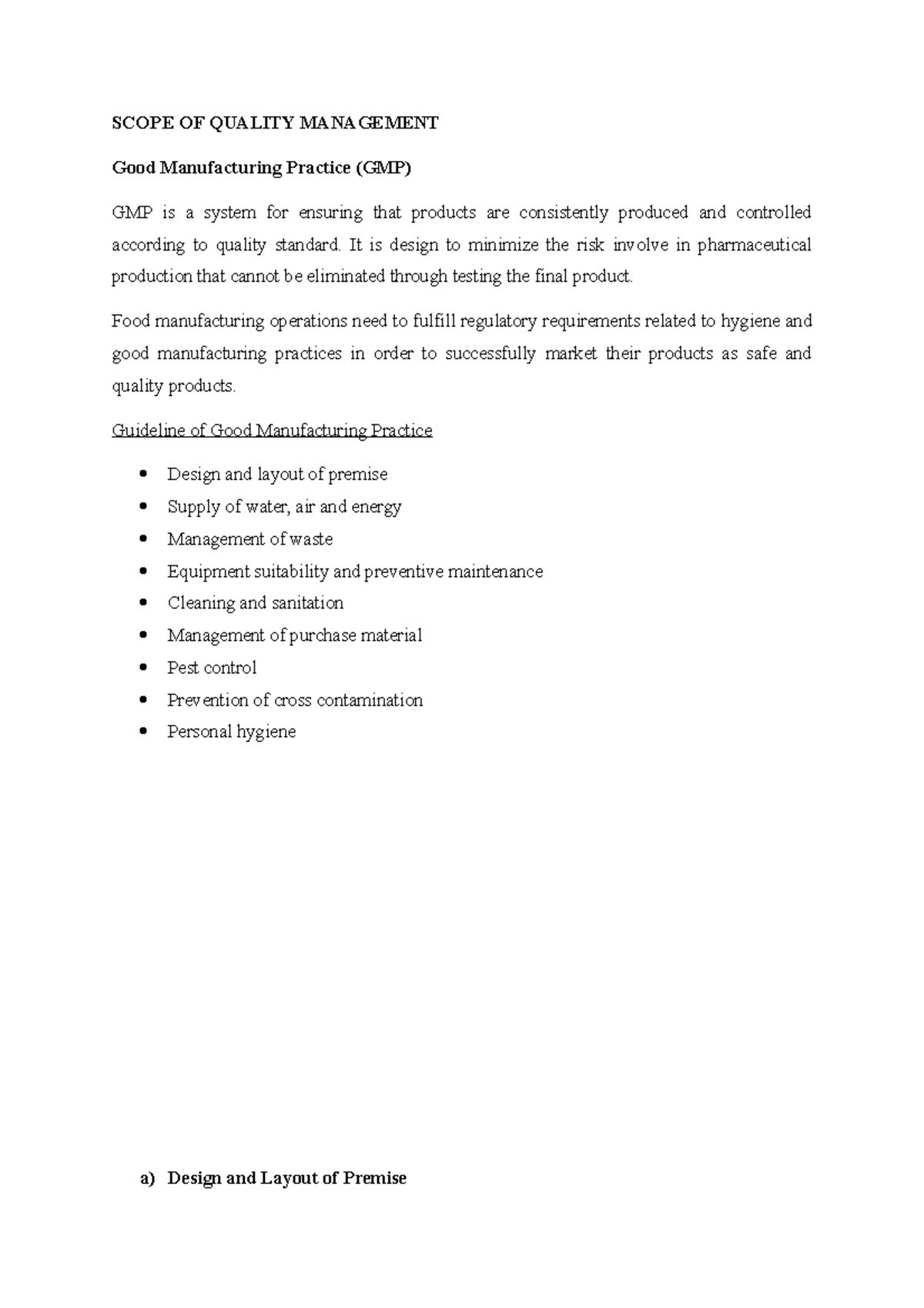 Scope OF Quality Management - SCOPE OF QUALITY MANAGEMENT Good ...