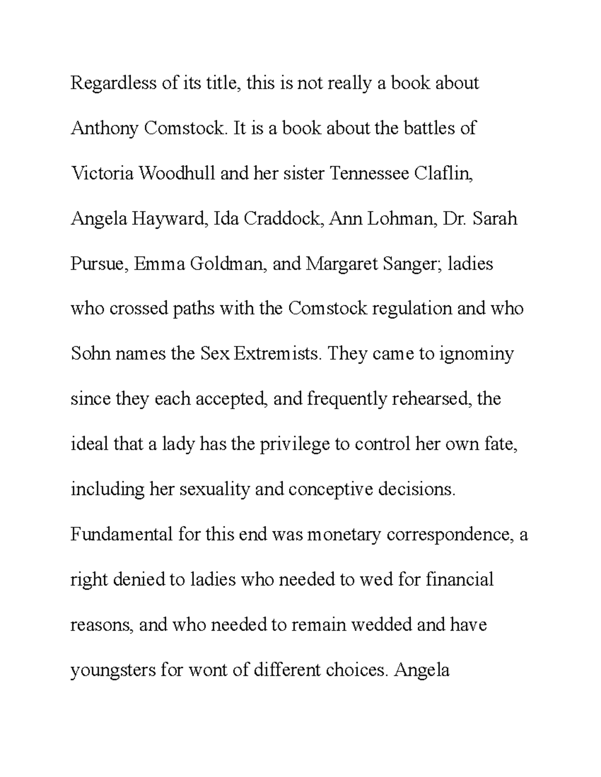 Tennessee Claflin - Regardless of its title, this is not really a book ...