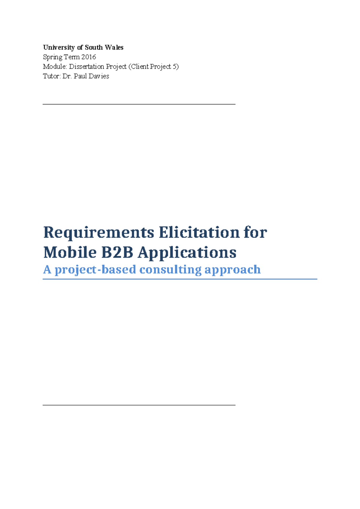 BS4D03 - Distinction example - University of South Wales Spring Term ...