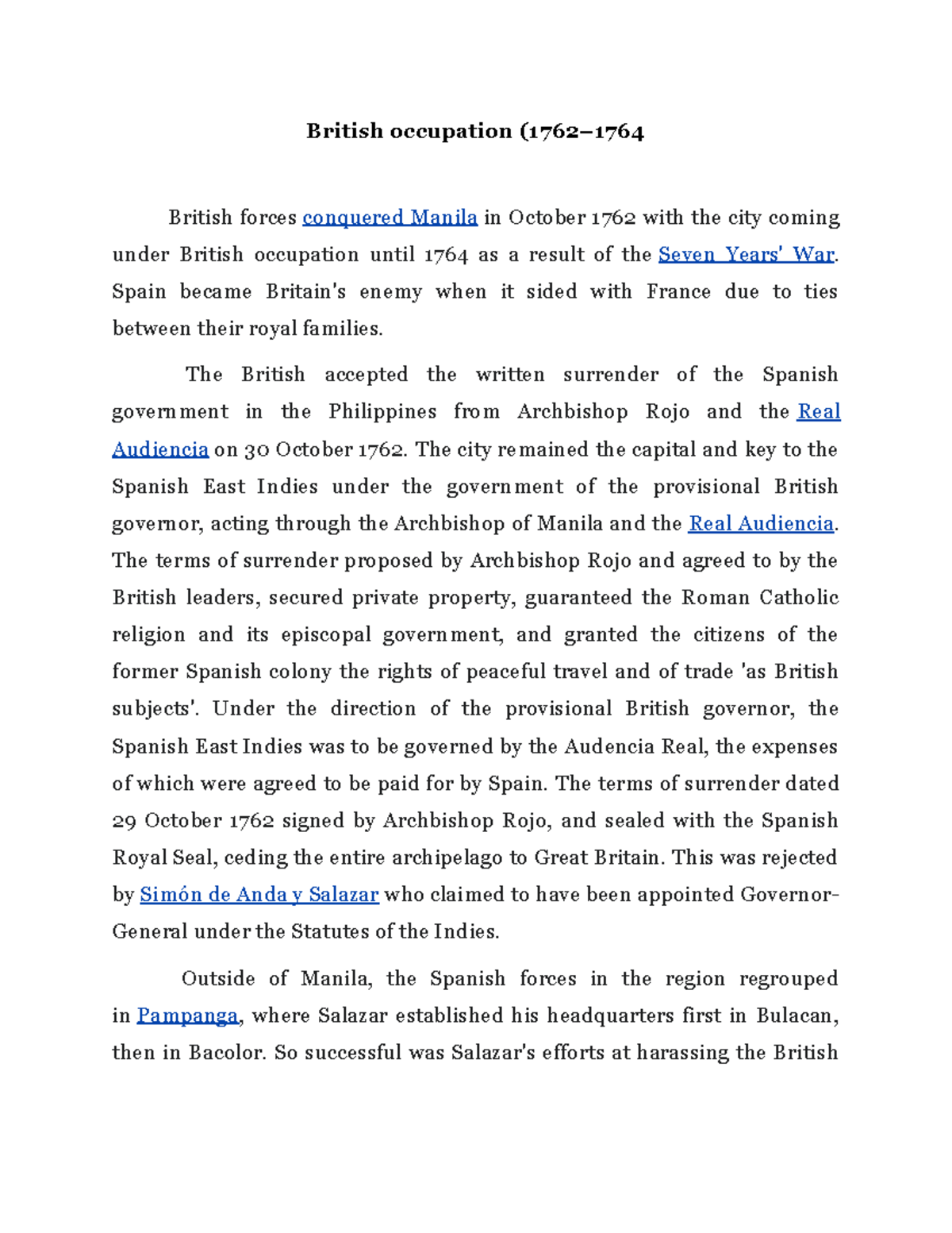 Manila Studies - British occupation - British occupation (1762– British ...