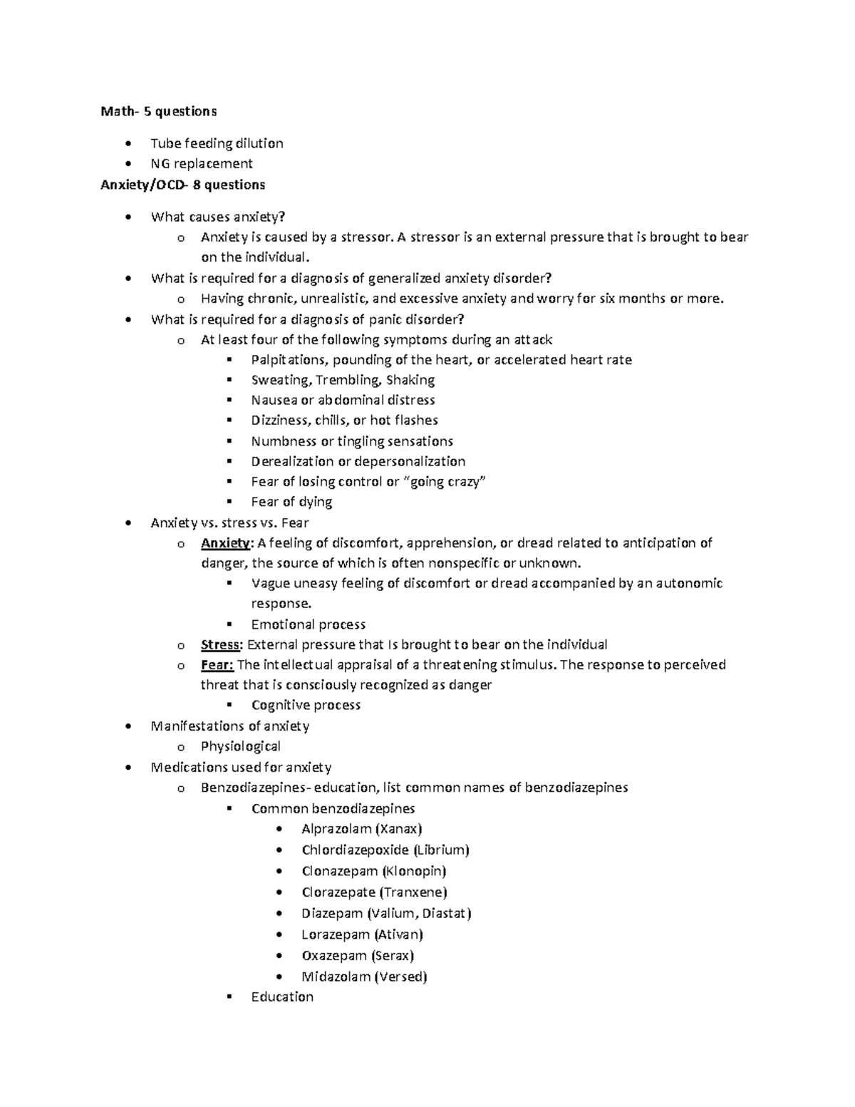 NRS 200 Unit Two Study Guide - Math- 5 questions Tube feeding dilution ...