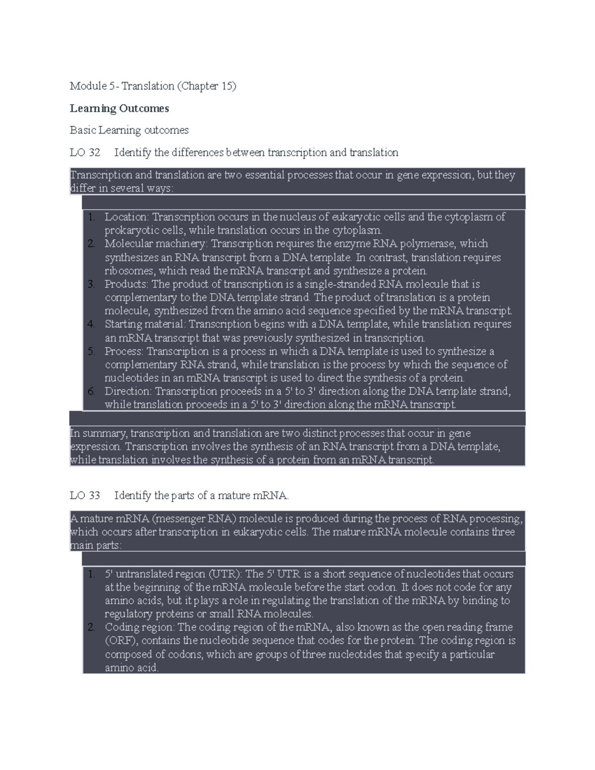 Module 5- Translation - Molecular machinery: Transcription requires the ...