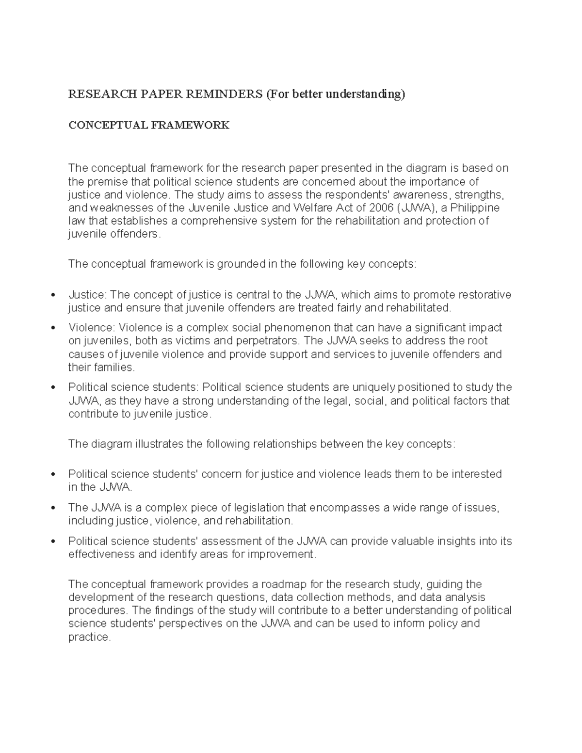 JJWA Key Points - RESEARCH PAPER REMINDERS (For better understanding ...