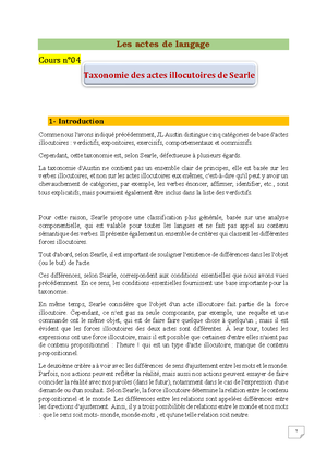LA Théorie DE Searle - Les actes de langage Cours n° THÉORIE DE SEARLE ...