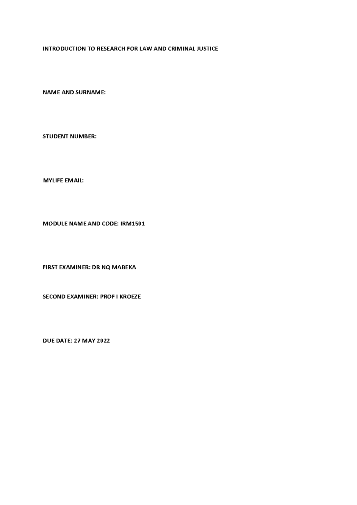 IRM Portfolio.docx Mokwana Lehlogonolo.pdf 2022 - INTRODUCTION TO RESEARCH FOR LAW AND CRIMINAL ...