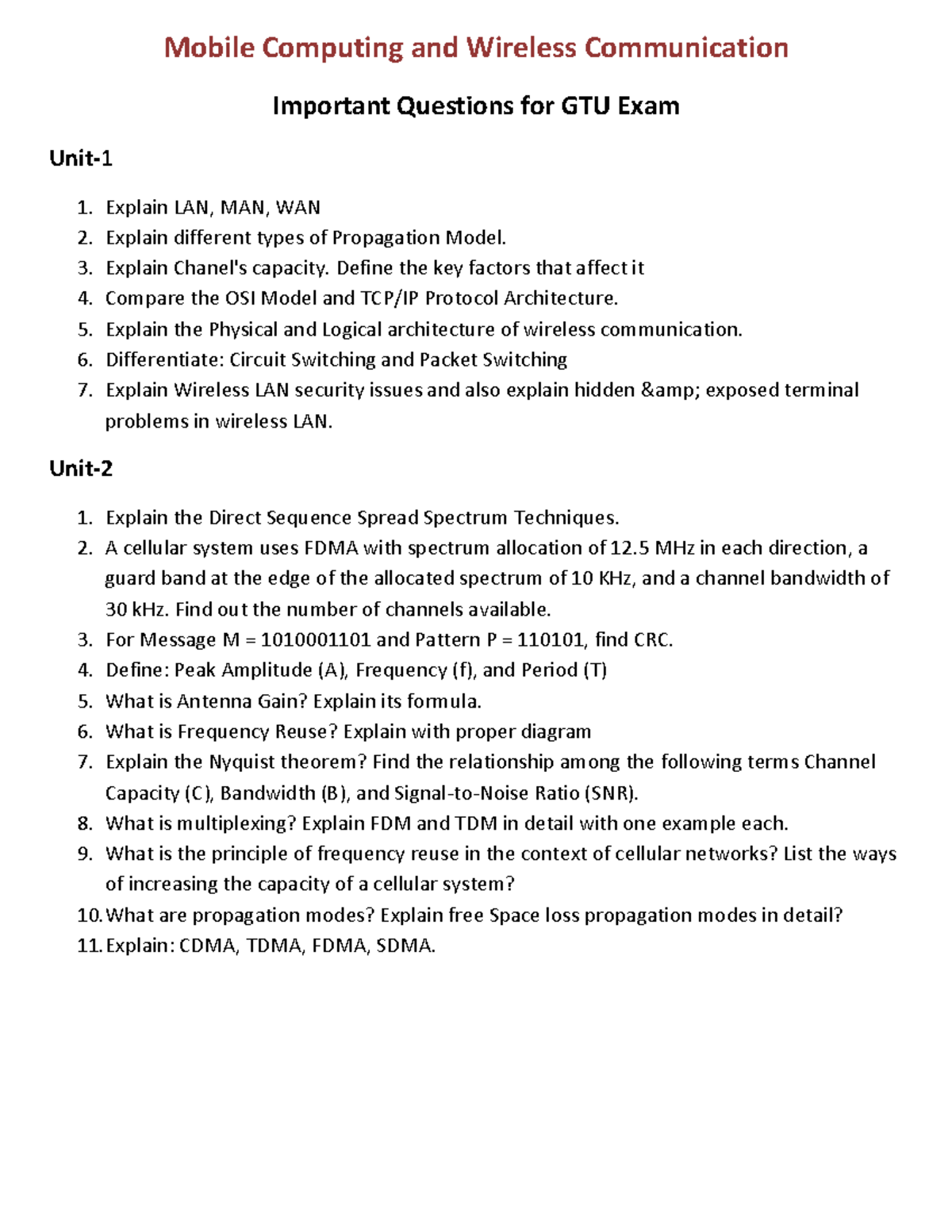 Mcwc Imp Mcwc Notes Mobile Computing And Wireless Communication