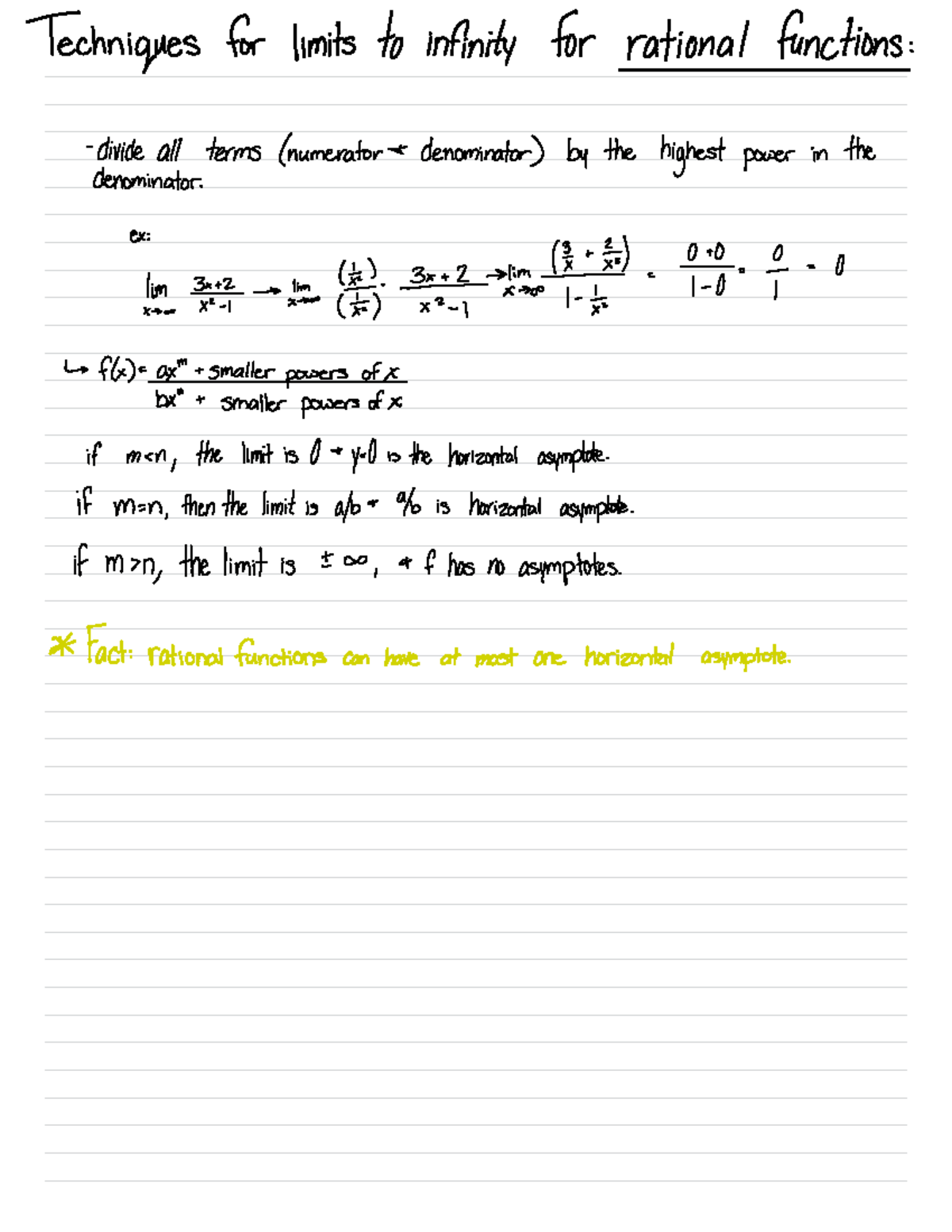 Limits to Infinity Rational Functions - MATH111 - Studocu