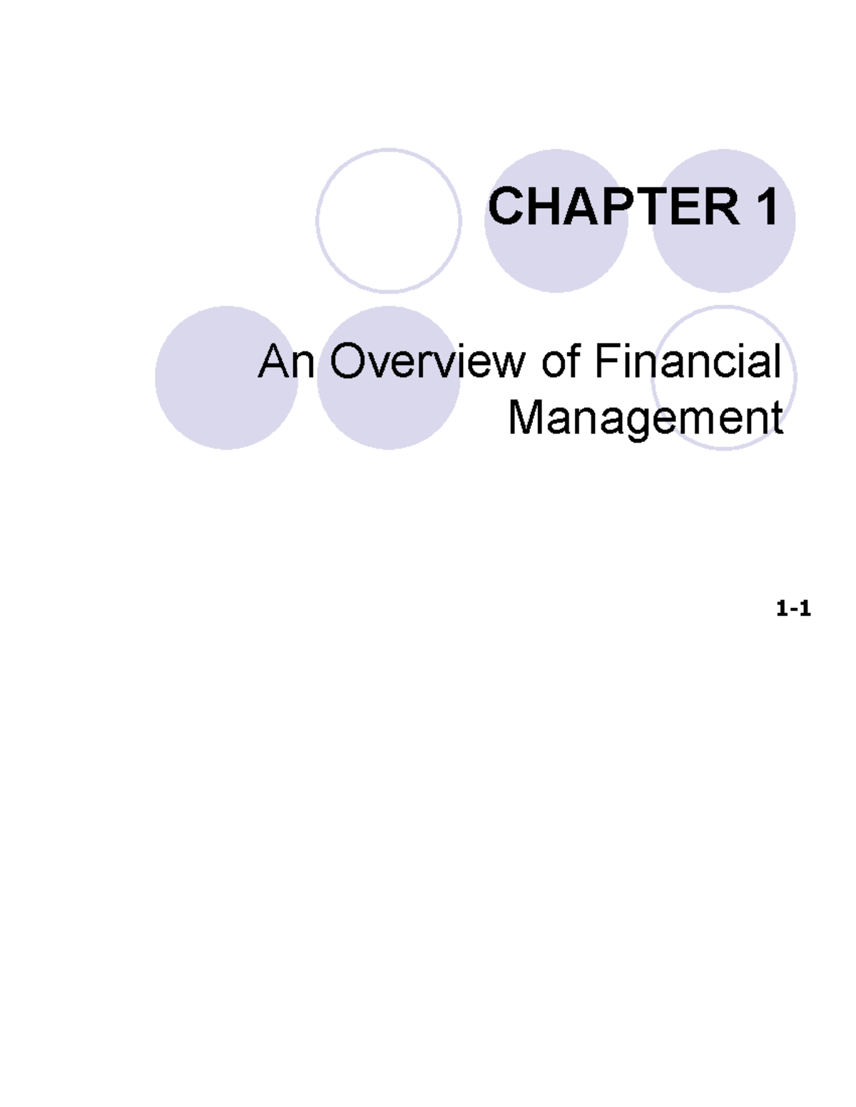Chap 1 - Excellent note - CHAPTER 1 An Overview of Financial Management ...