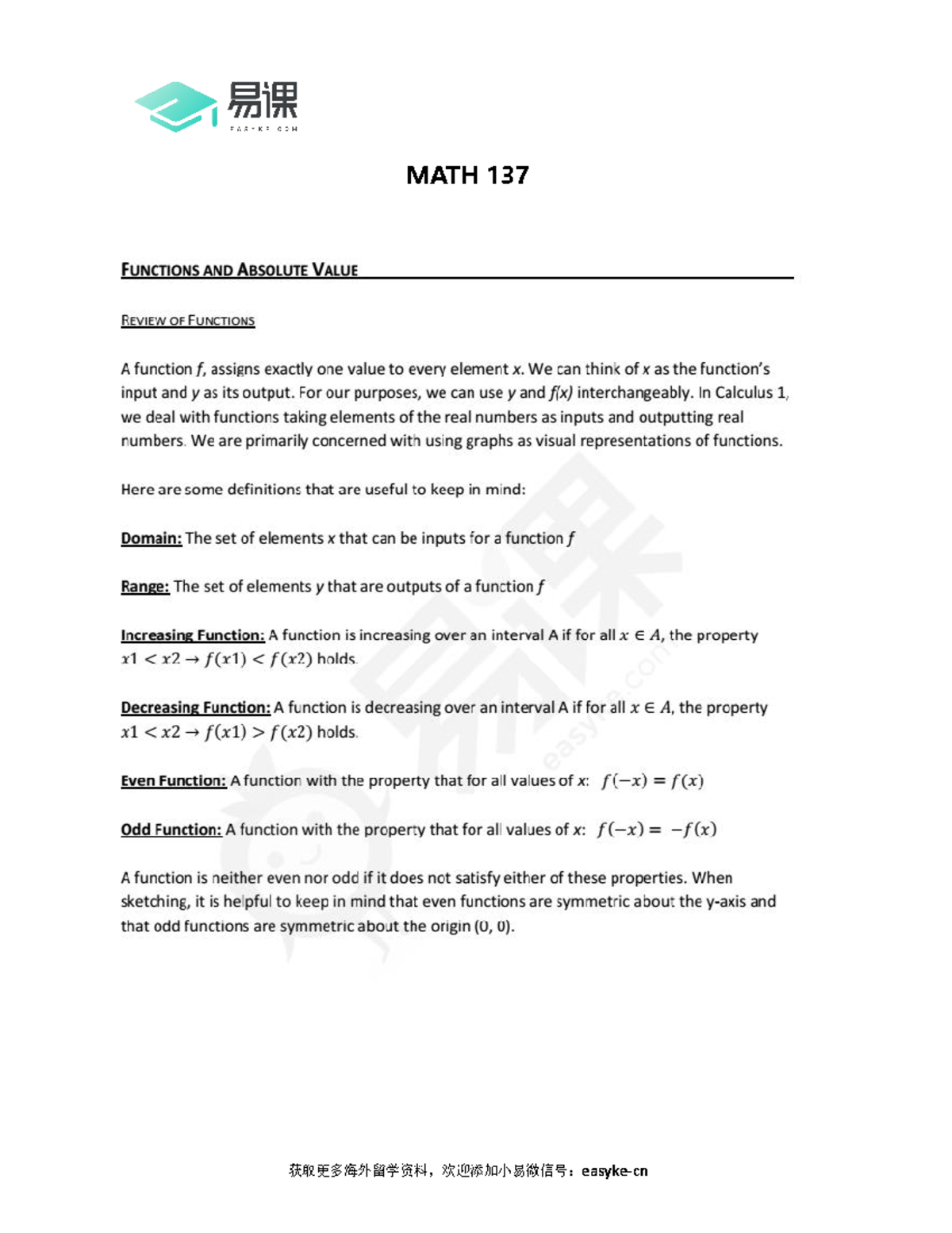MATH 137 - Hhh - MATH 137 获取更多海外留学资料，欢迎添加小易微信号：easyke-cn 获取更多海外留学资料，欢迎 ...