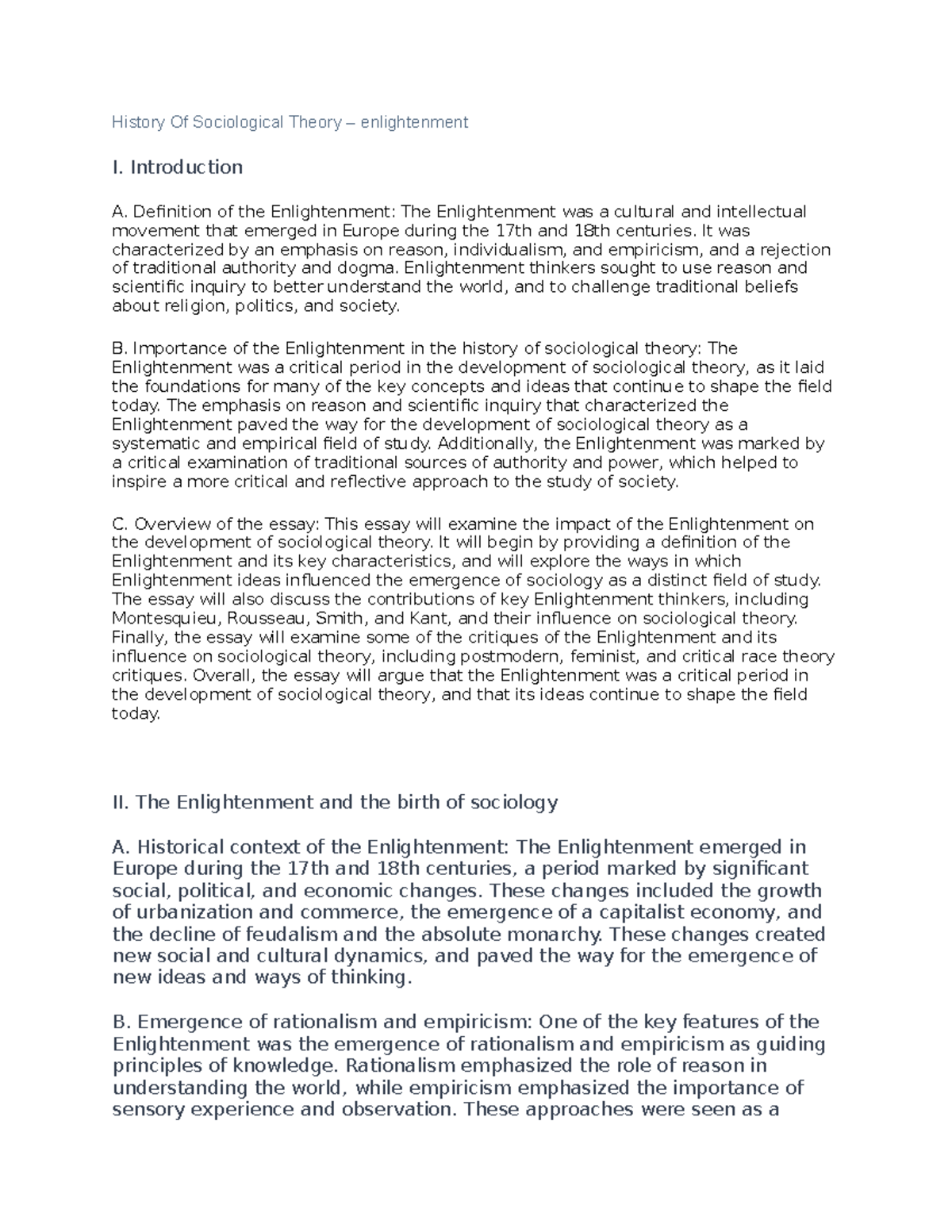 History Of Sociological Theory – enlightenment - History Of ...