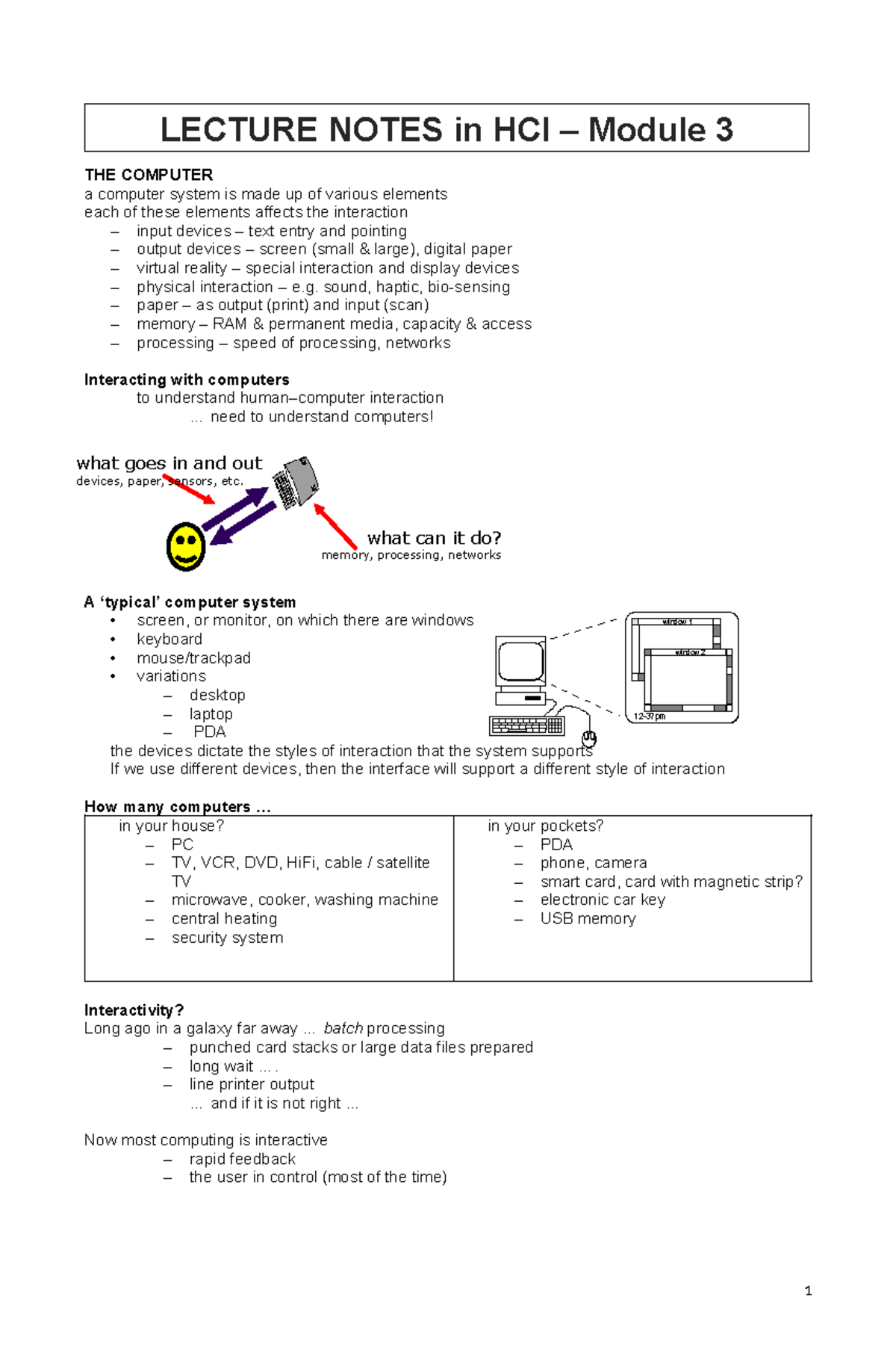 HCI -module 3 Lecture notes - THE COMPUTER a computer system is made up ...
