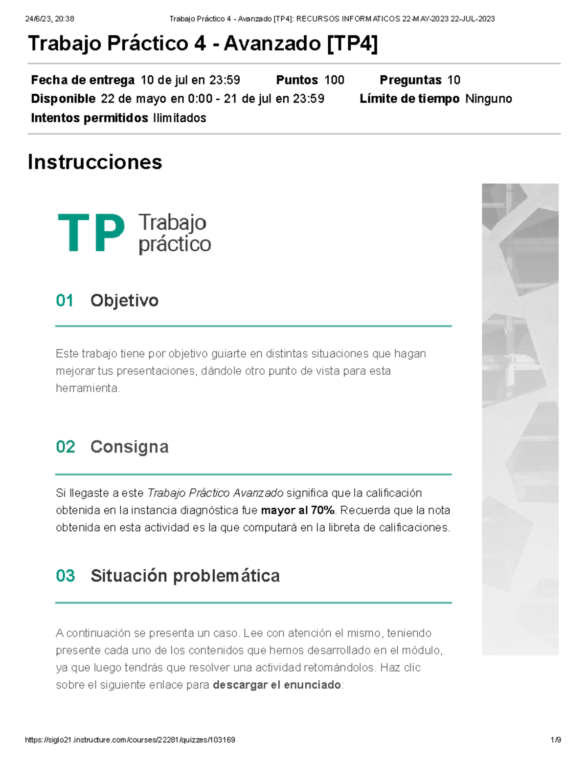 TP 4 Avanzado Recursos Informaticos 90% - Trabajo Práctico 4 - Avanzado [TP4] Fecha de entrega ...