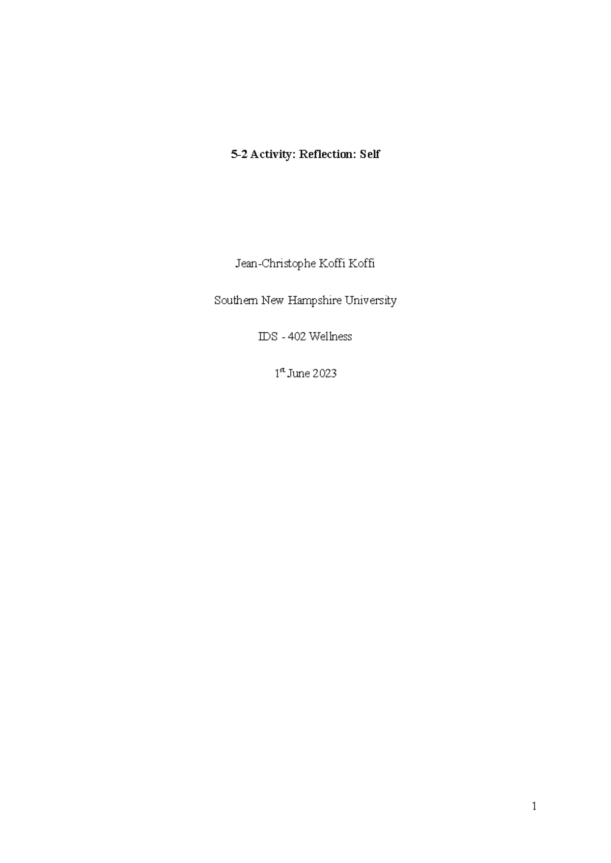 5-2 Activity Reflection Self - 5 -2 Activity: Reflection: Self Jean ...