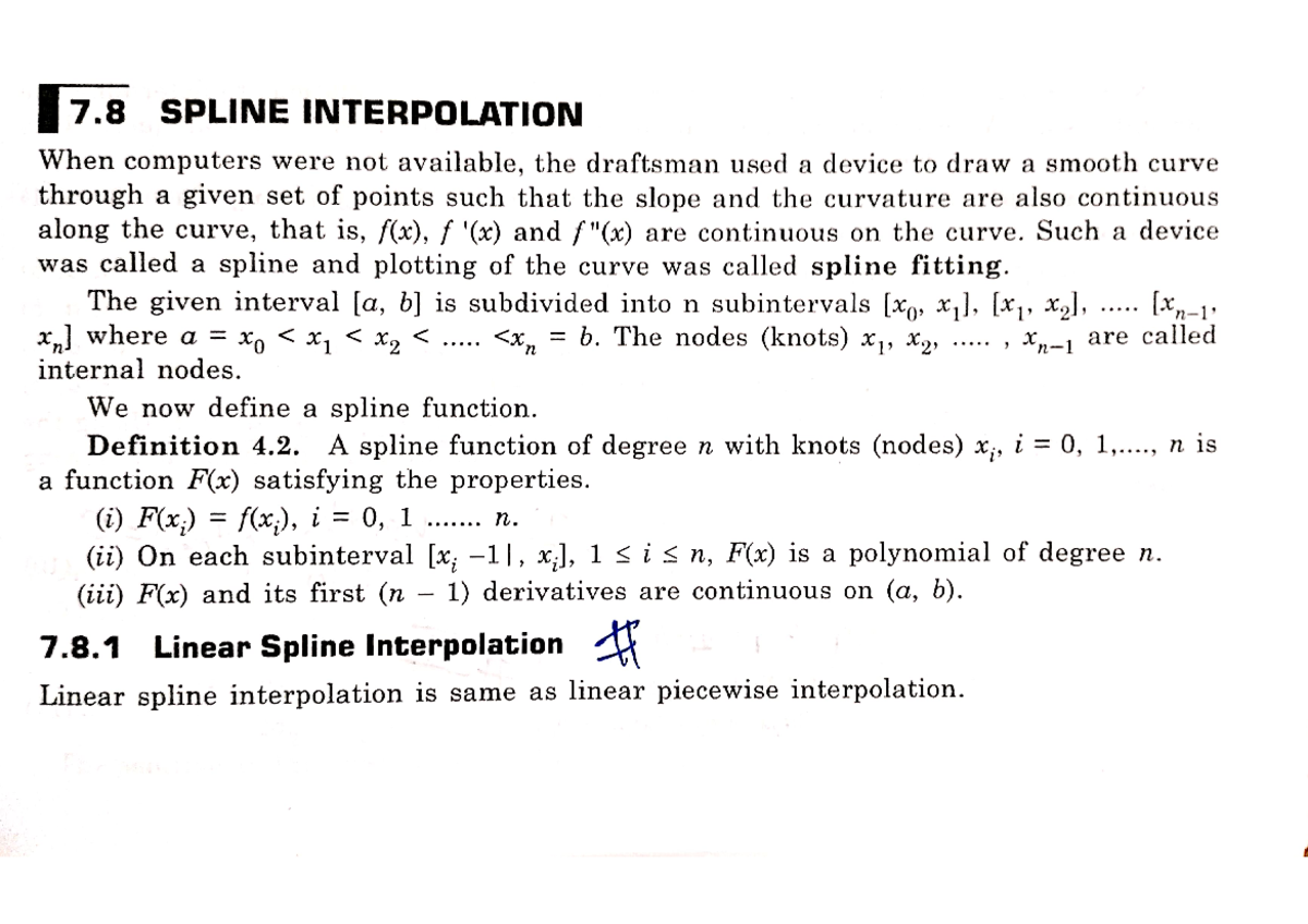 Spline Interpolation - good - btech - Studocu