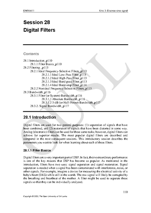 Session 23 - Sampling - DMX4411 Unit 3: Discrete-Time signals 62 Session 23 Sampling Contents 23 ...