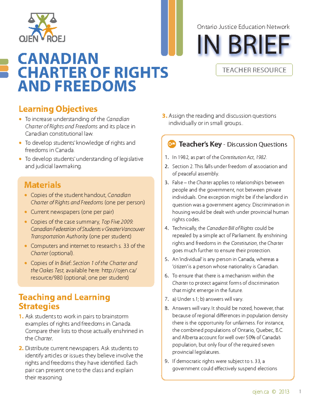 In-Brief Teacher Canadian-Charter-of-Rights-and-Freedoms - IN BRIEF ...